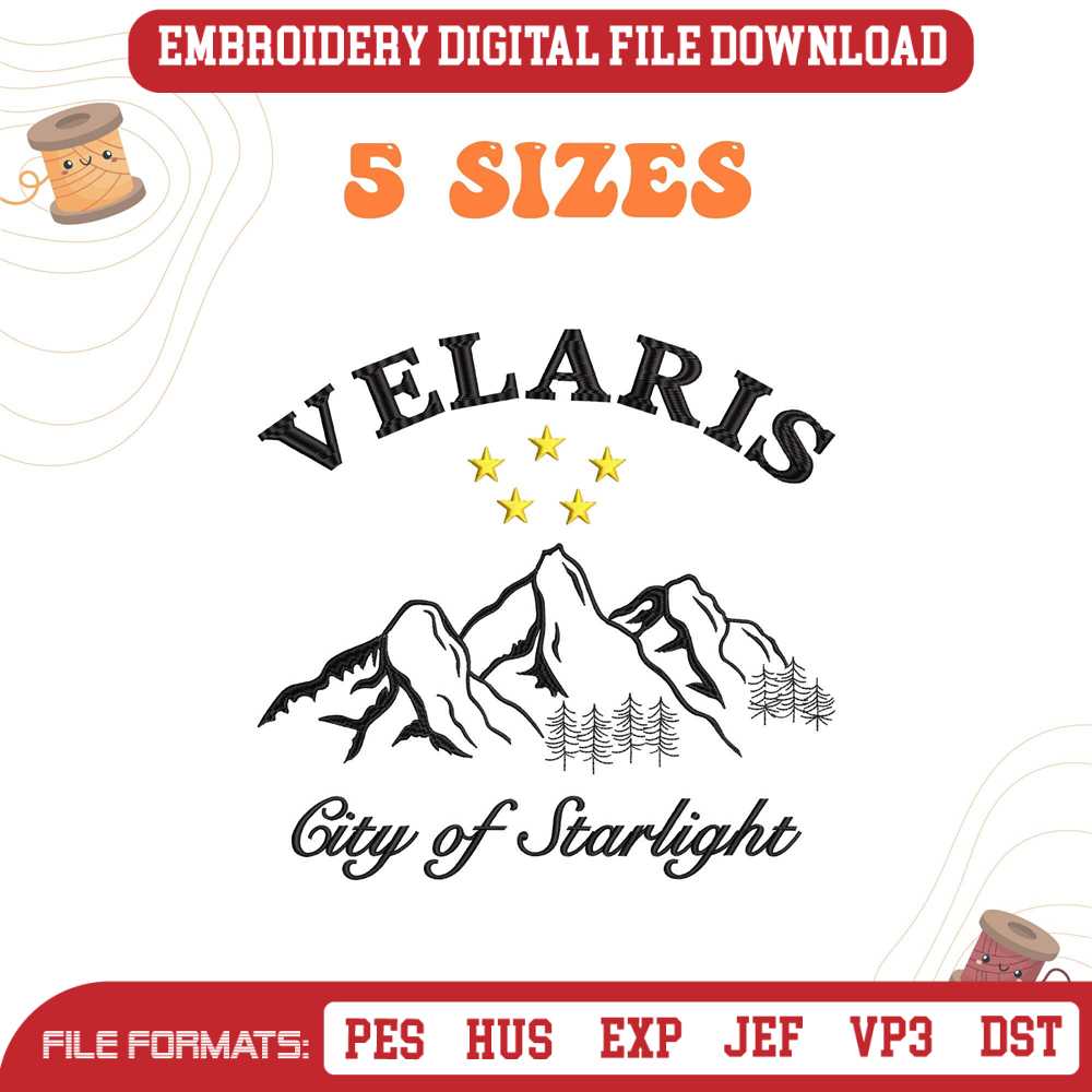 Velaris Embroidery Design 5 Sizes, City of Starlight Embroid - Inspire ...