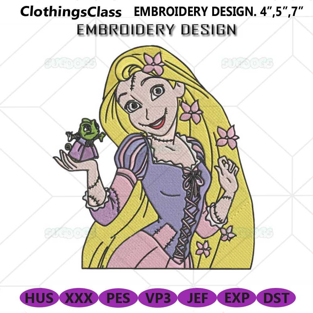 Rapunzel Halloween Embroidery Design File, Rapunzel Princess | Inspire ...