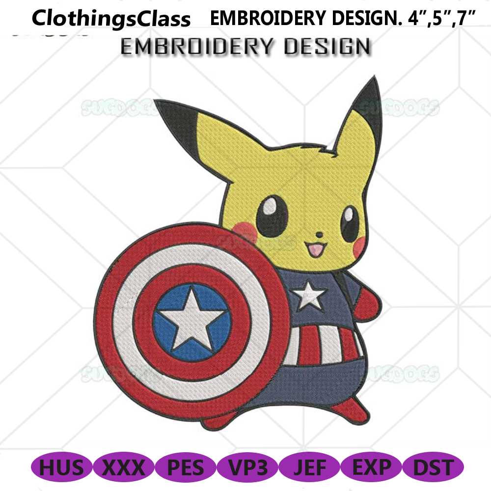 Pikachu Captain Embroidery Design File, Pikachu Embroidery D | Inspire ...