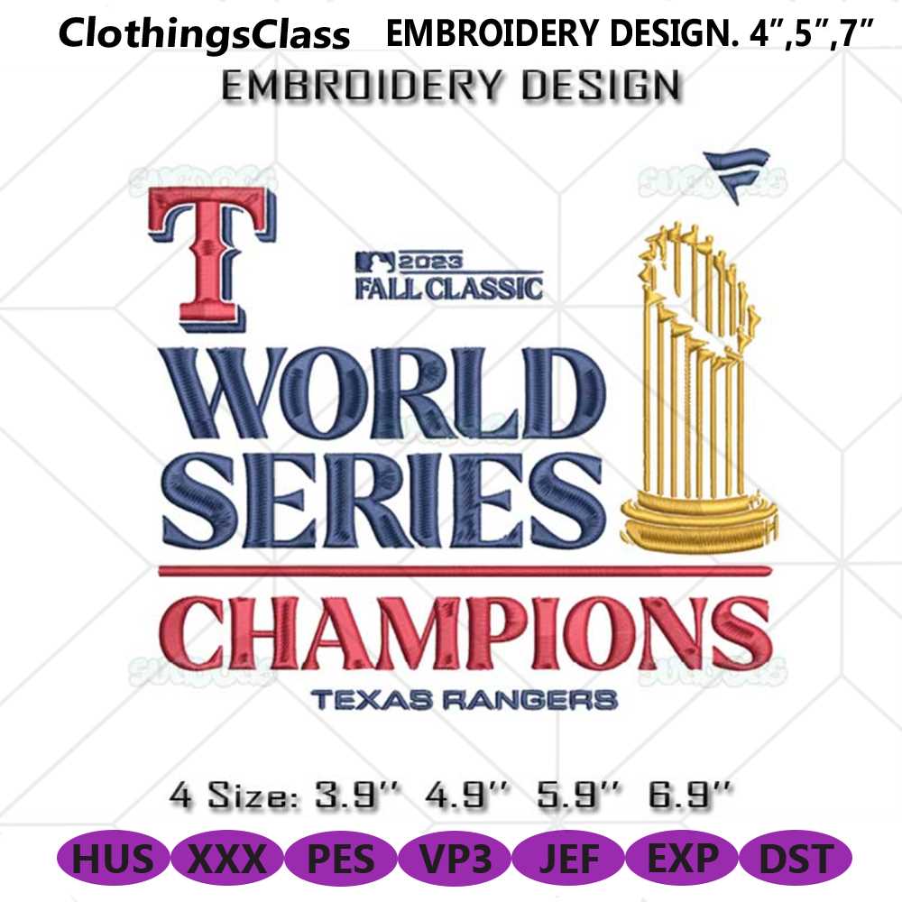 Texas Rangers 2023 World Series Champions Embroidery | Inspire Uplift