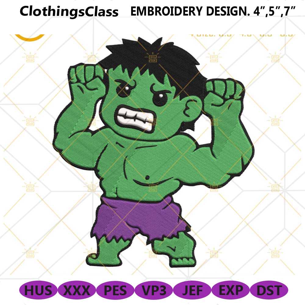 Chibi Hulk Embroidery Designs, Baby Hulk Avengers Embroidery - Inspire ...