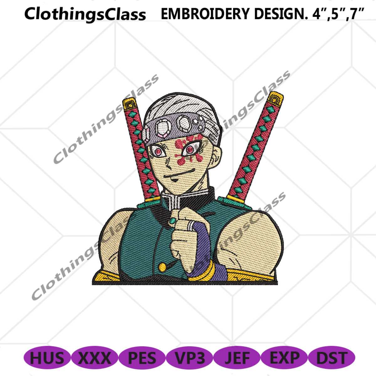 Tengen Uzui Embroidery Design Download Anime | Inspire Uplift