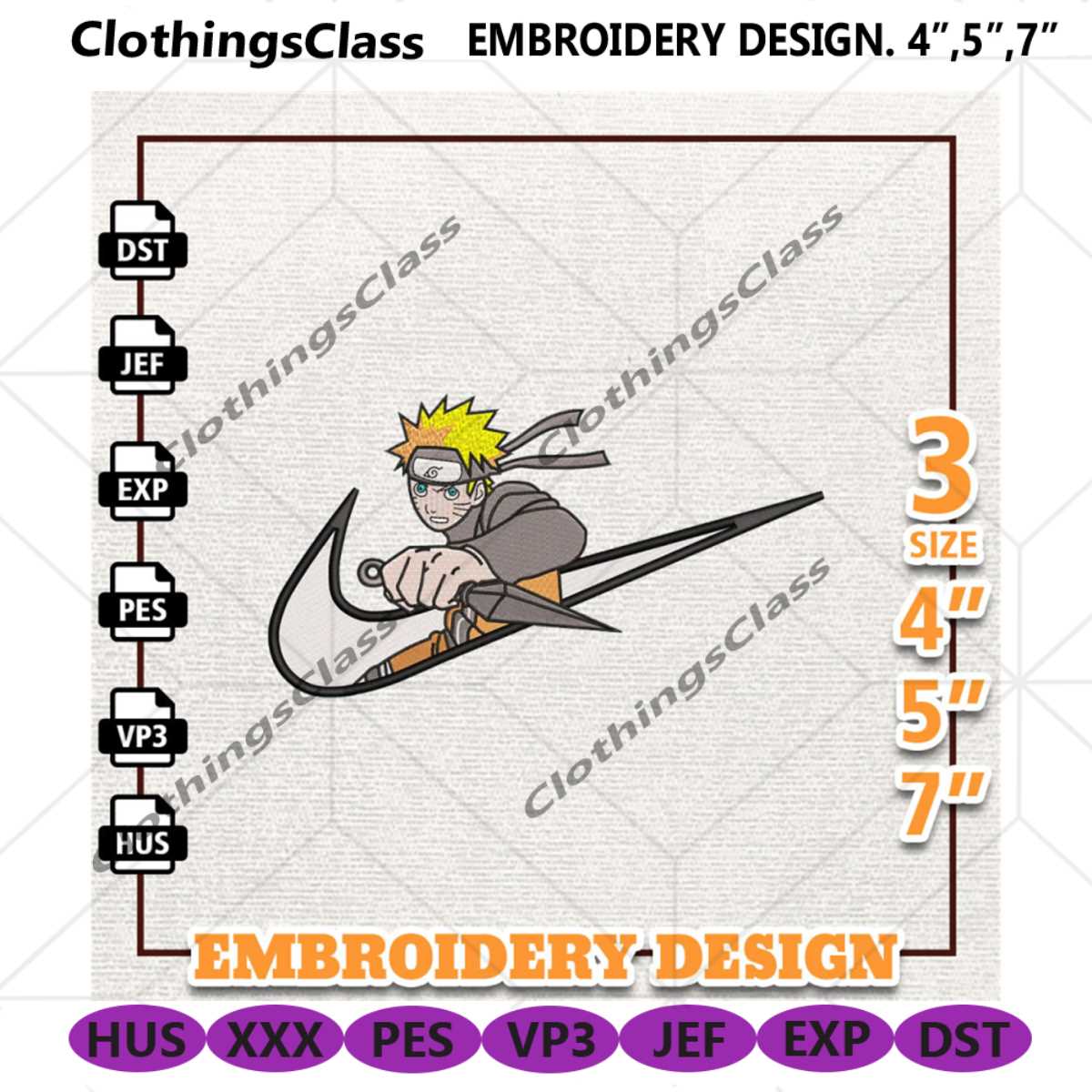 Nike Naruto Embroidery Design File, Naruto Anime Embroidery | Inspire ...