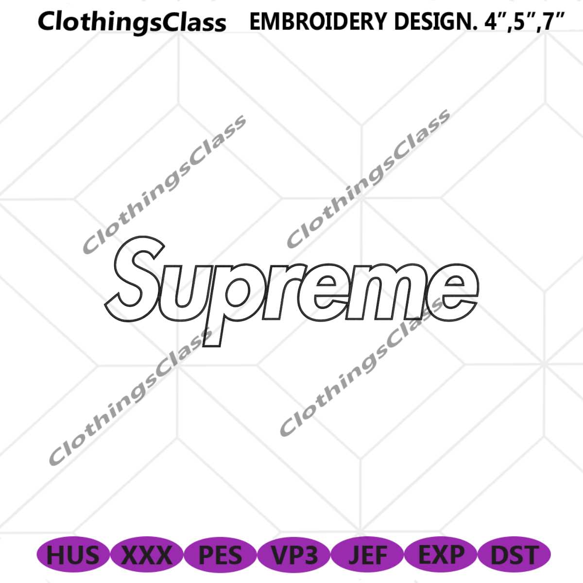 Supreme Outline Black Logo Embroidery Design Download - Inspire Uplift