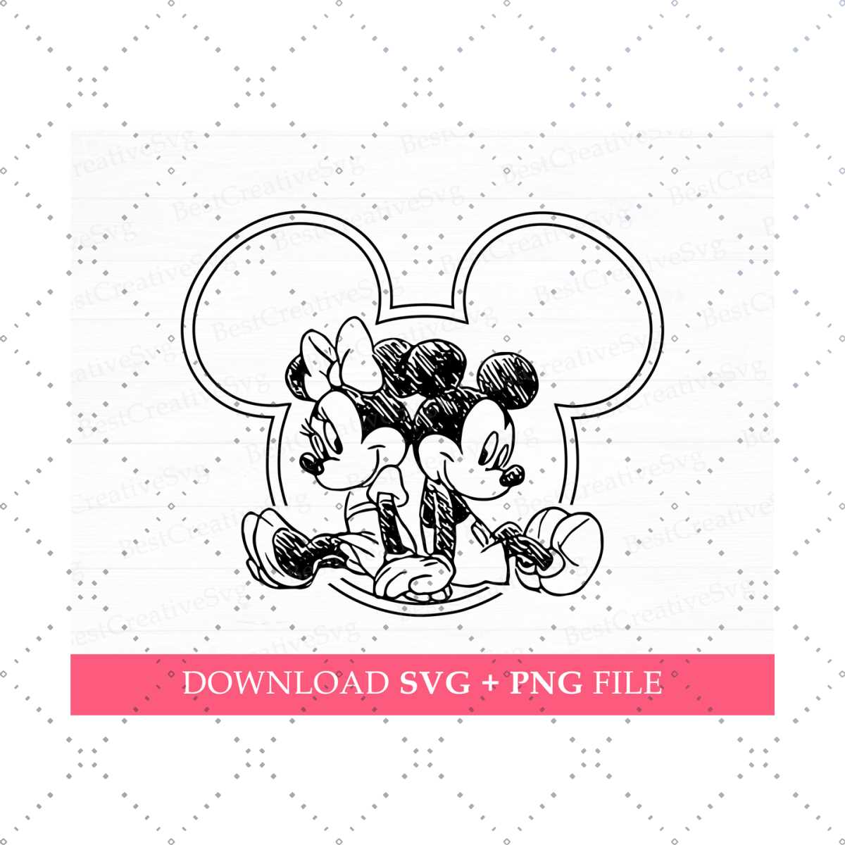 Sketch Mouse Couple Svg, Miss Mouse and Friend Svg, Mouse Lo | Inspire ...