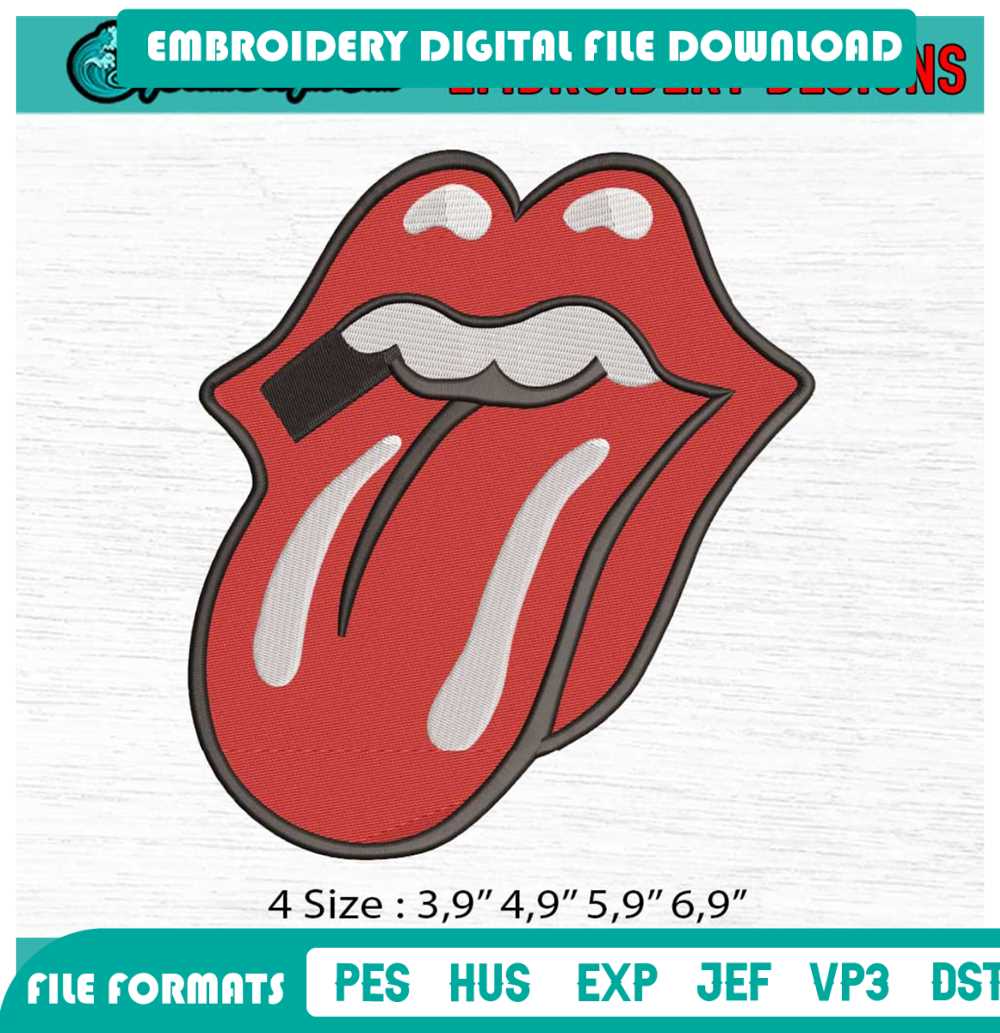 The Rolling Stones Tongue And Lips Machine Embroidery Digiti | Inspire ...