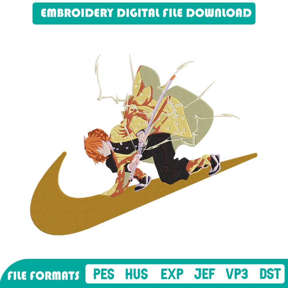 Nike x Zenitsu Agatsuma Kimetsu no Yaiba Embroidery Designs | Inspire ...