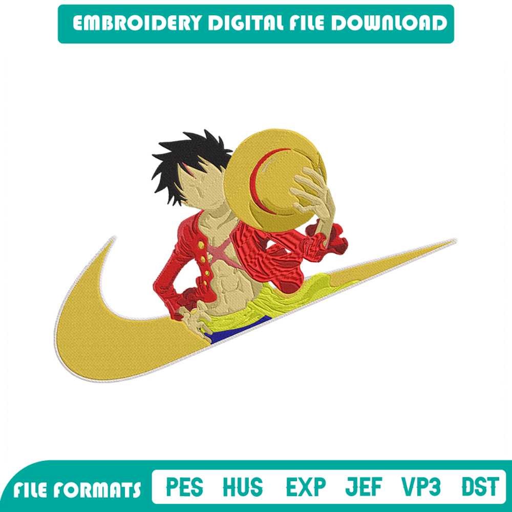 Nike x Monkey Luffy Embroidery Designs File, Nike Machine | Inspire Uplift