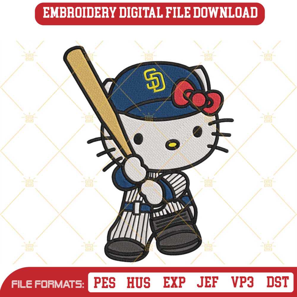 Hello Kitty San Diego Padres Embroidery Designs, Kitty Cat P | Inspire ...
