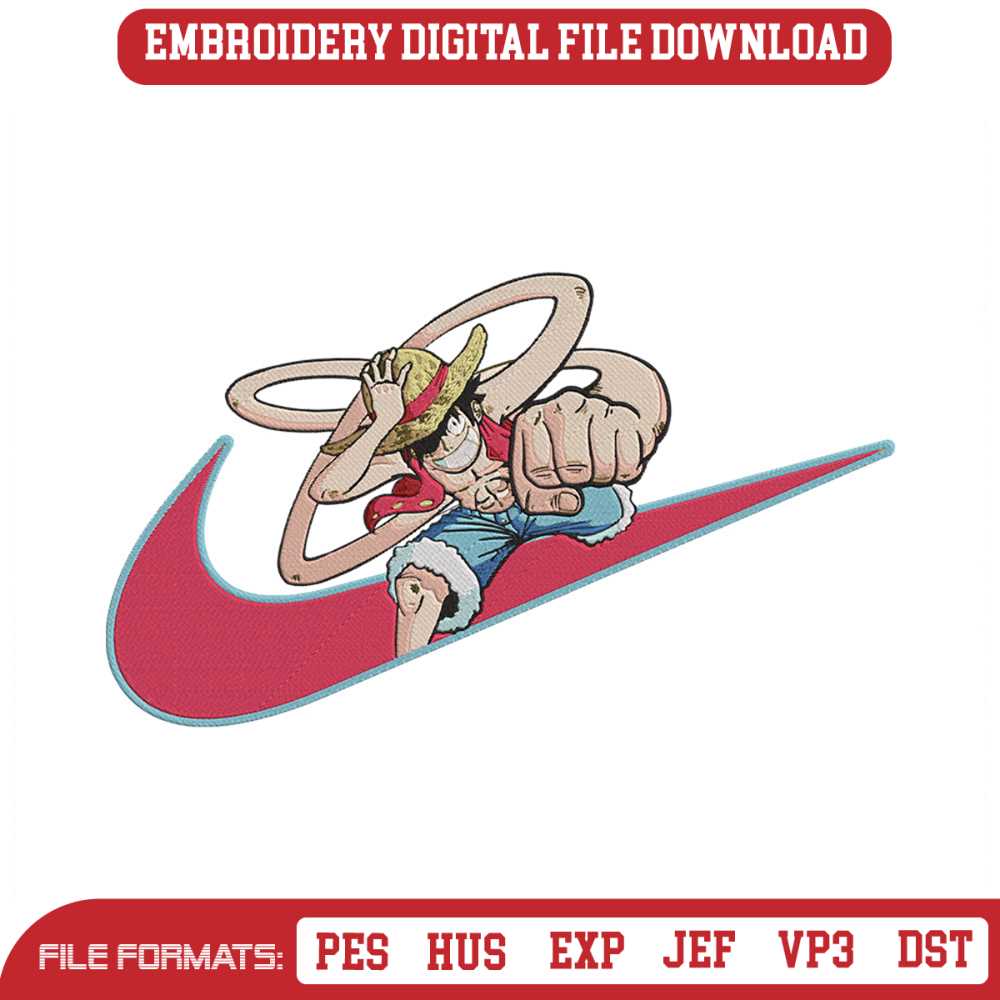 Nike x Monkey D Luffy One Piece Embroidery Designs File | Inspire Uplift