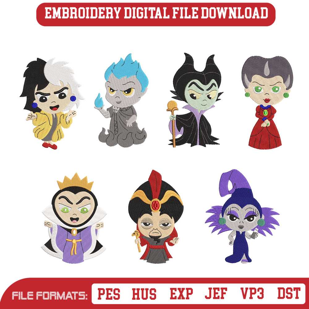 Cartoon villains characters embroidery designs Halloween fil | Inspire ...