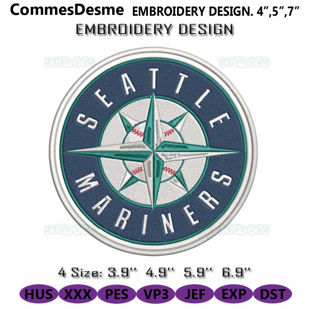 Seattle Mariners Logo Embroidery Design File, Sport Embroide | Inspire ...