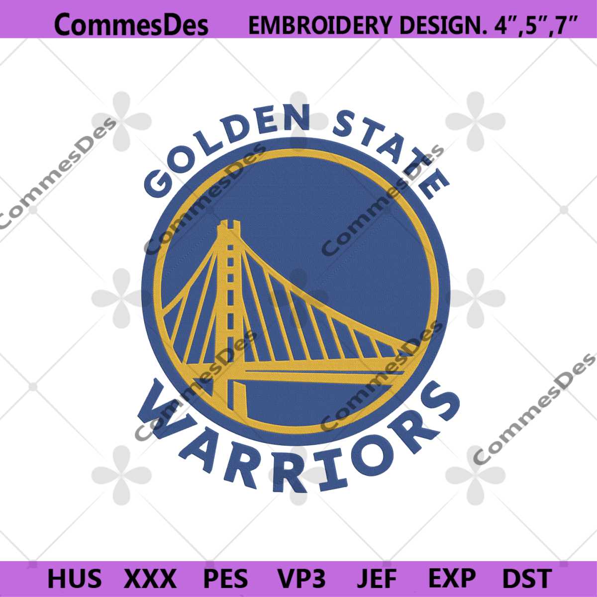 Golden State Warriors NBA Team Embroidery Design File | Inspire Uplift