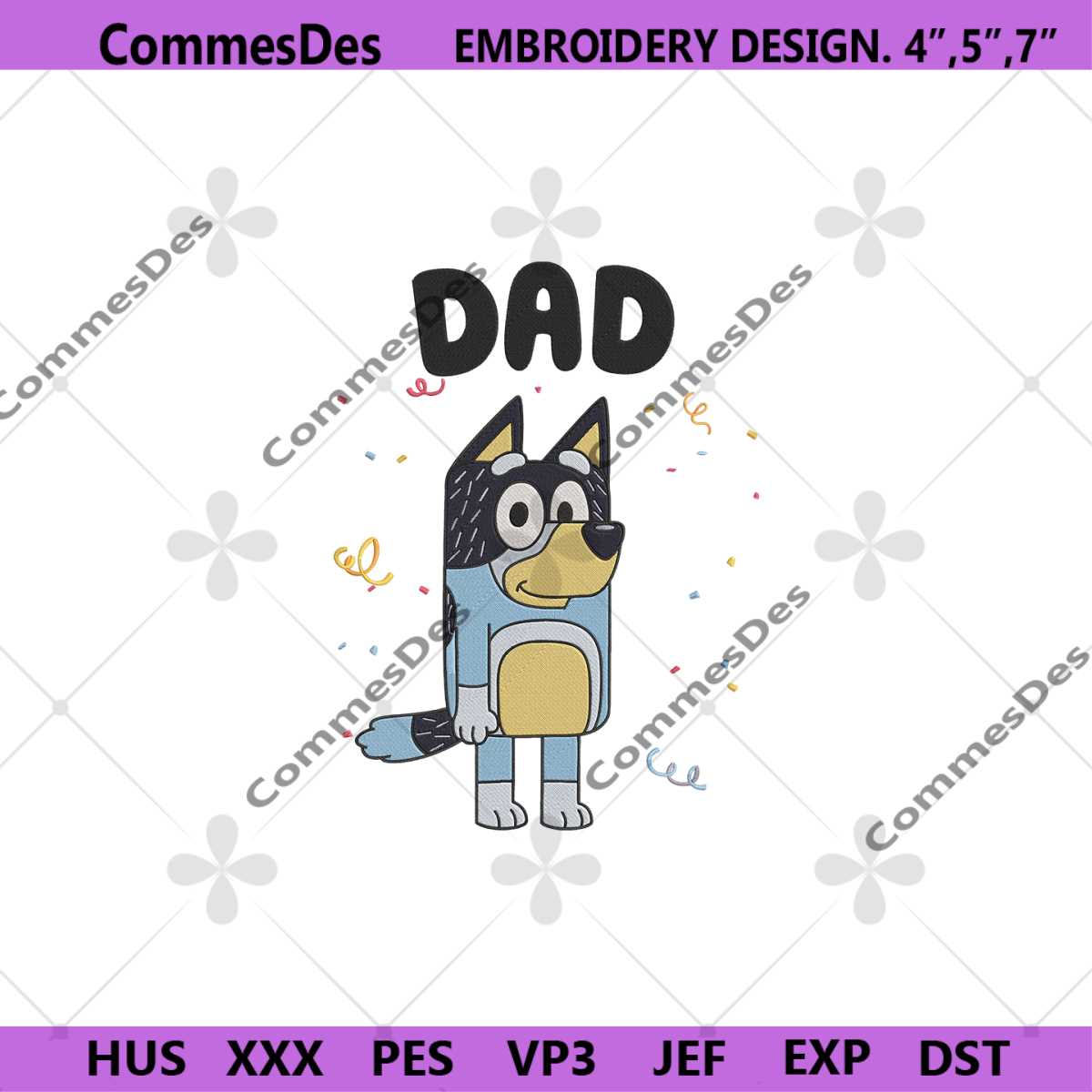 Bandit Bluey Machine Embroidery File Instant, Dad Bluey Embr | Inspire ...