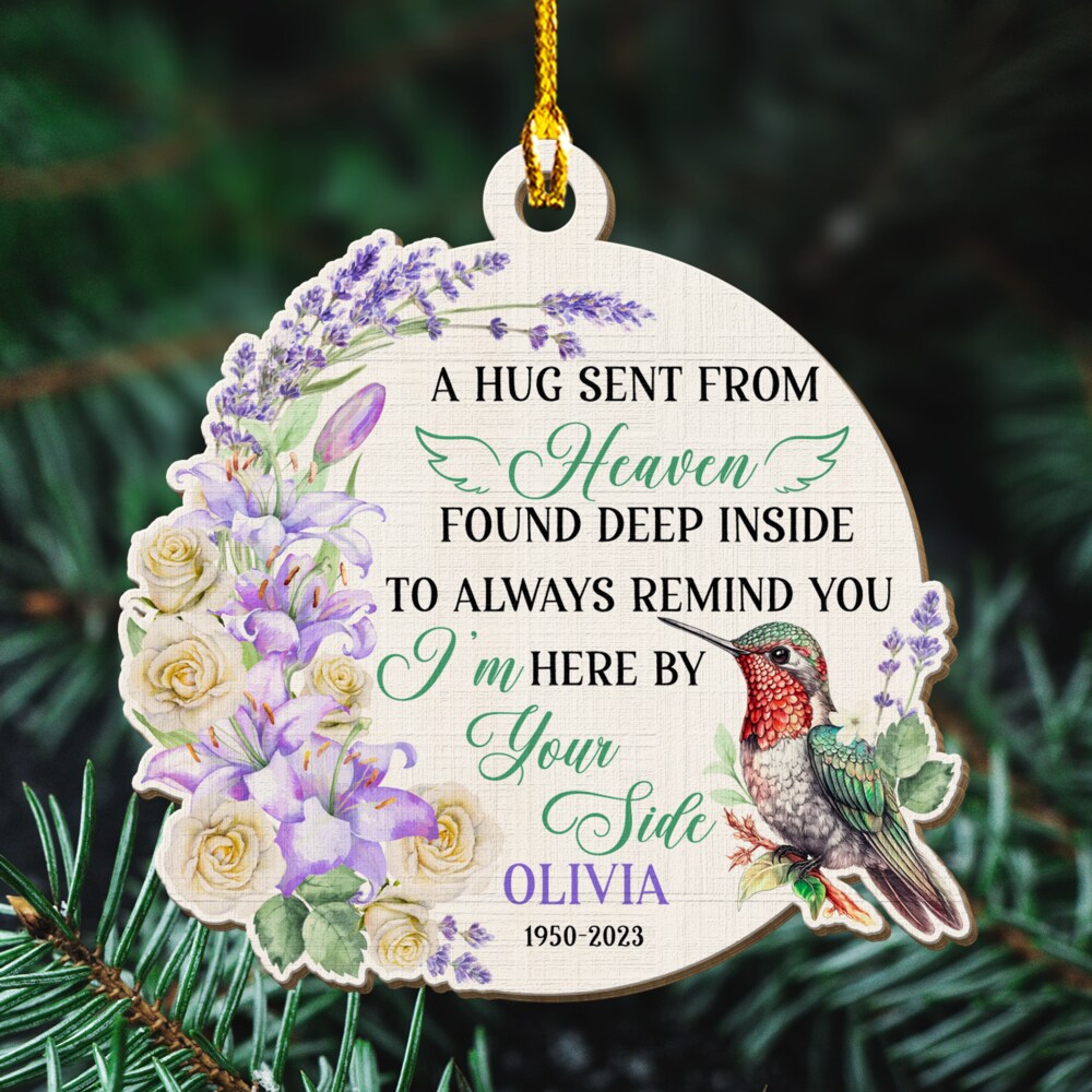 Personalized Human Memorial Wood Ornament A Hug Sent Form He | Inspire ...
