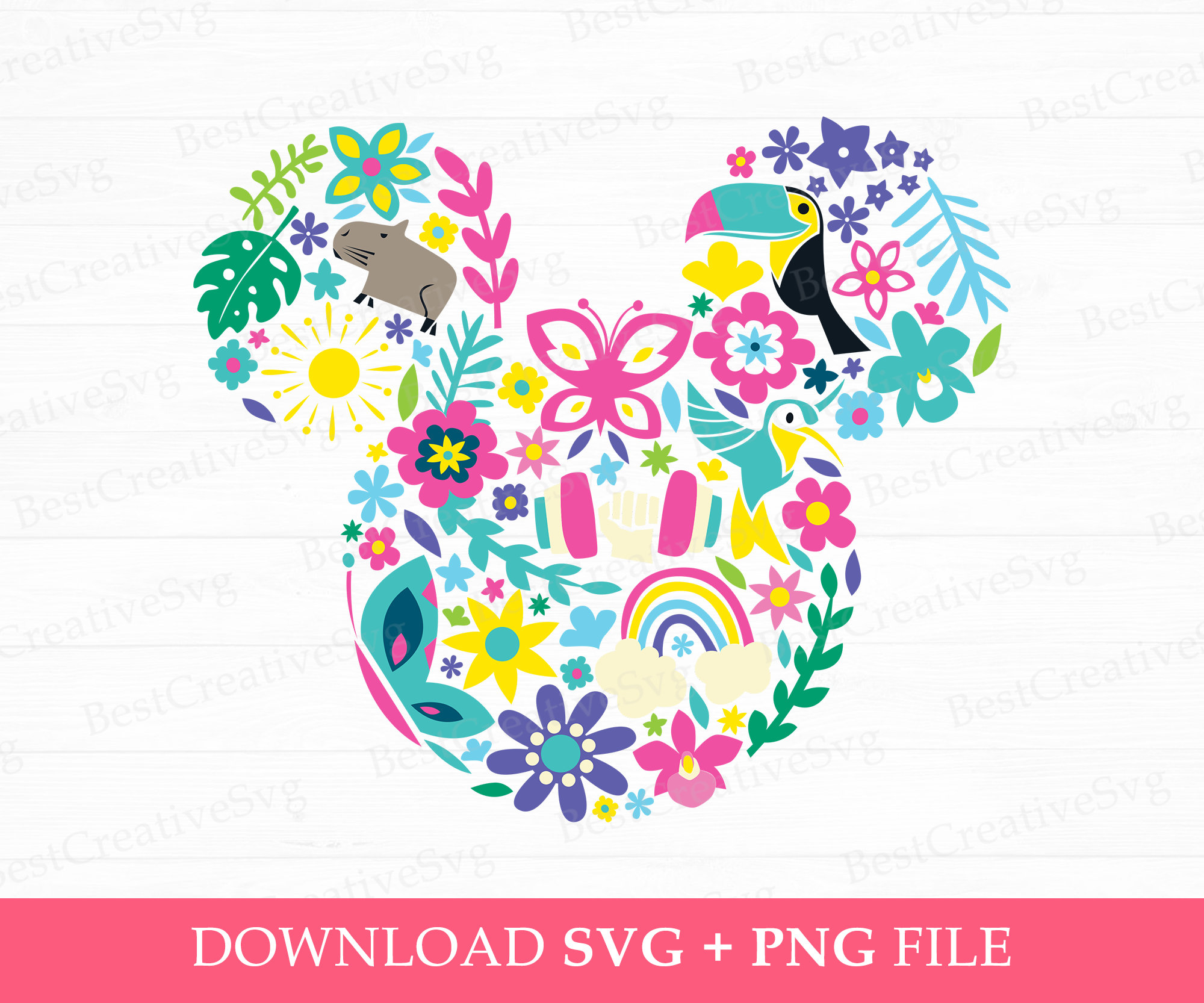 Colorful Mouse Ear Svg, Family Vacation Svg, Magical Kingdom | Inspire ...
