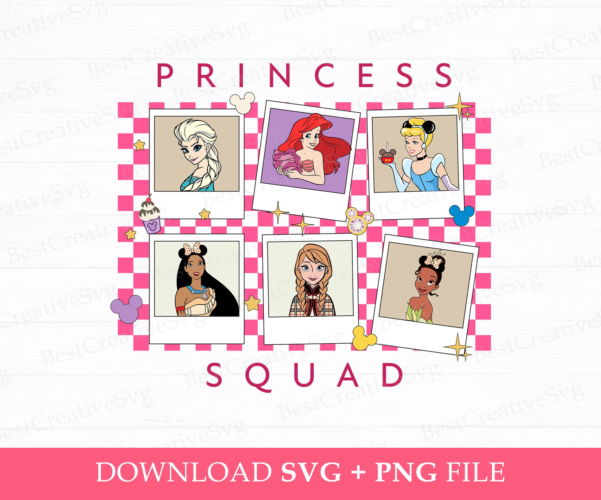 Princess Squad Png, Checkered Princess Svg, Family Trip Svg, - Inspire ...