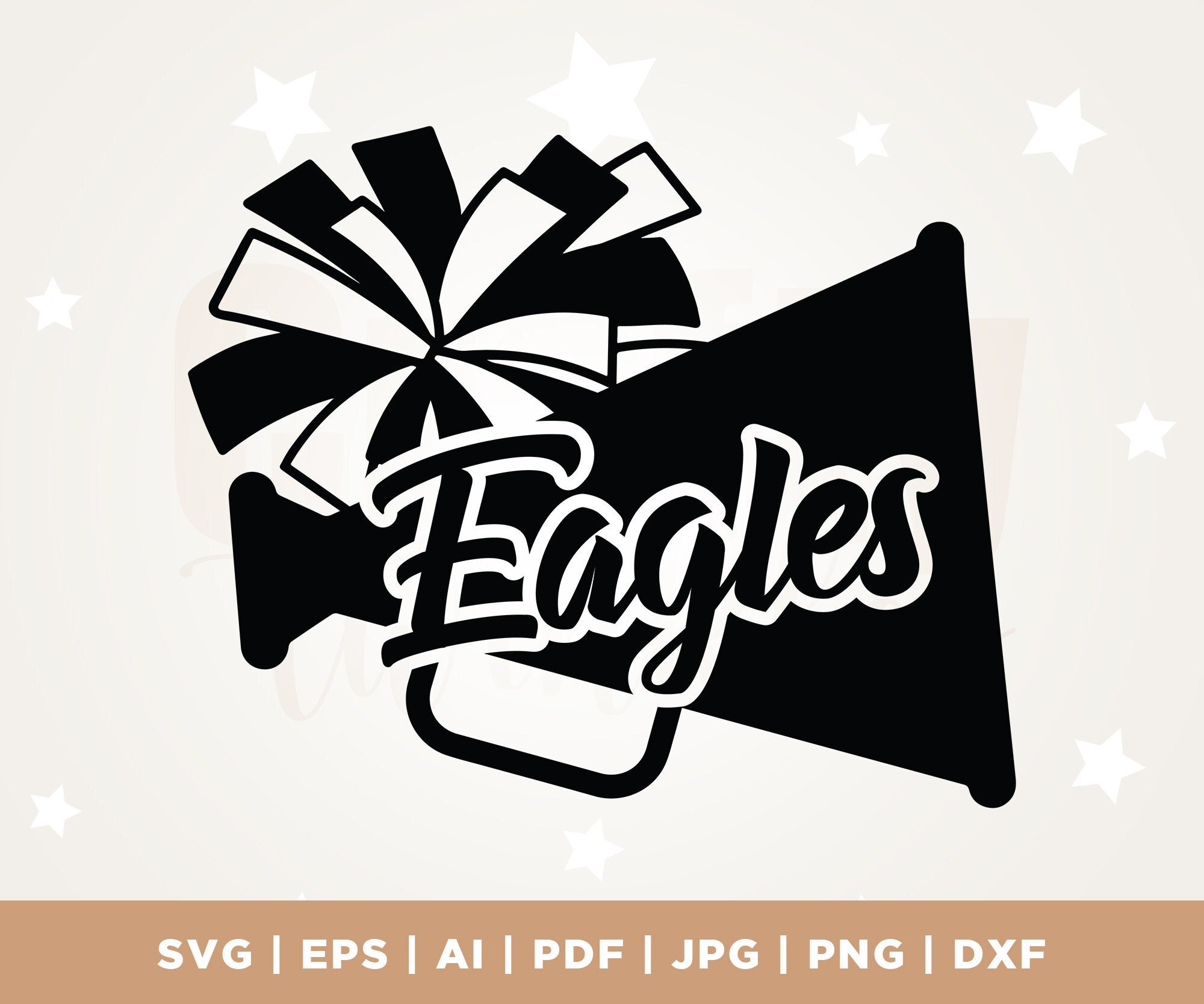 Eagles svg, Cheerleader svg, pom pom svg, megaphone cheer sq | Inspire ...