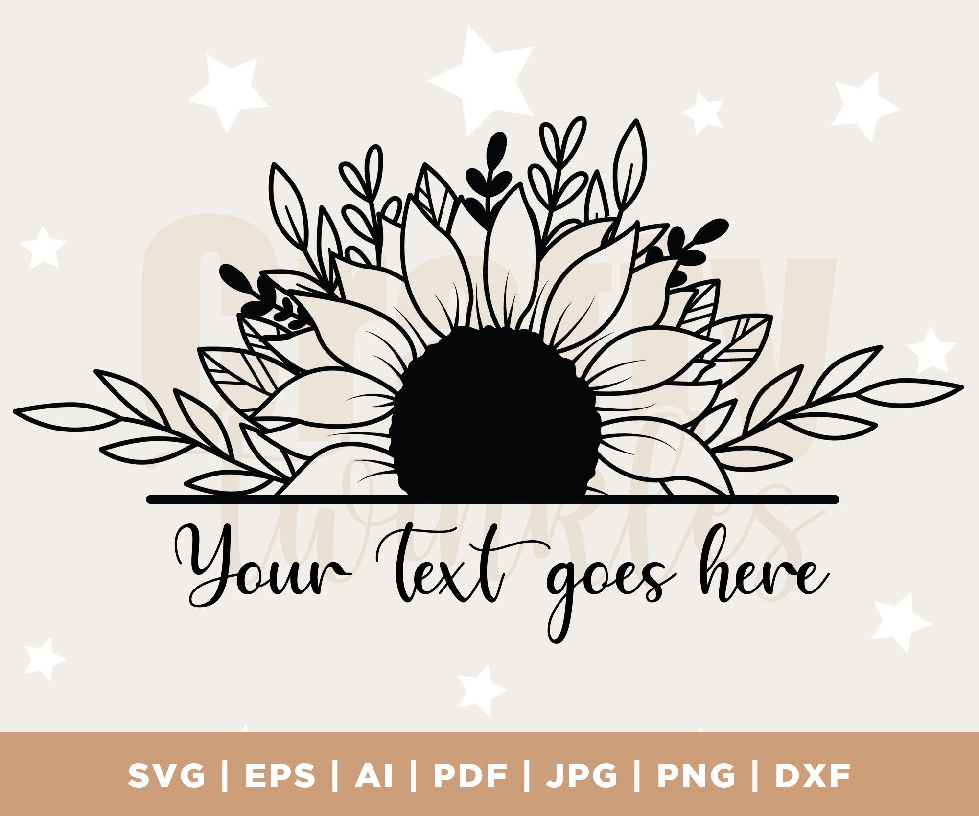 Half Sunflower SVG, Sunflower border SVG, Split Sunflower sv | Inspire ...
