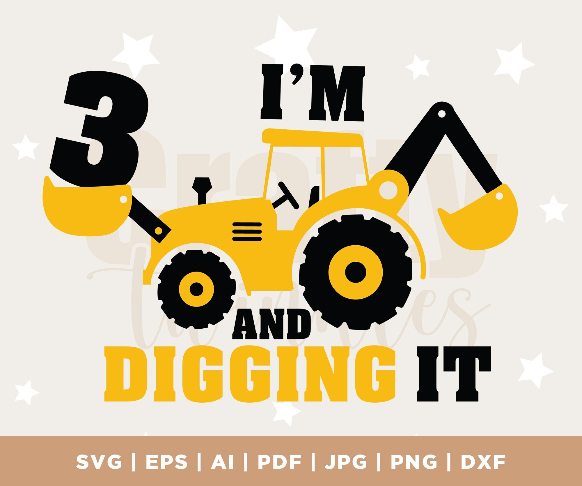 Im 3 And Digging It Svg, Construction Svg, 3rd Birthday Svg, | Inspire ...