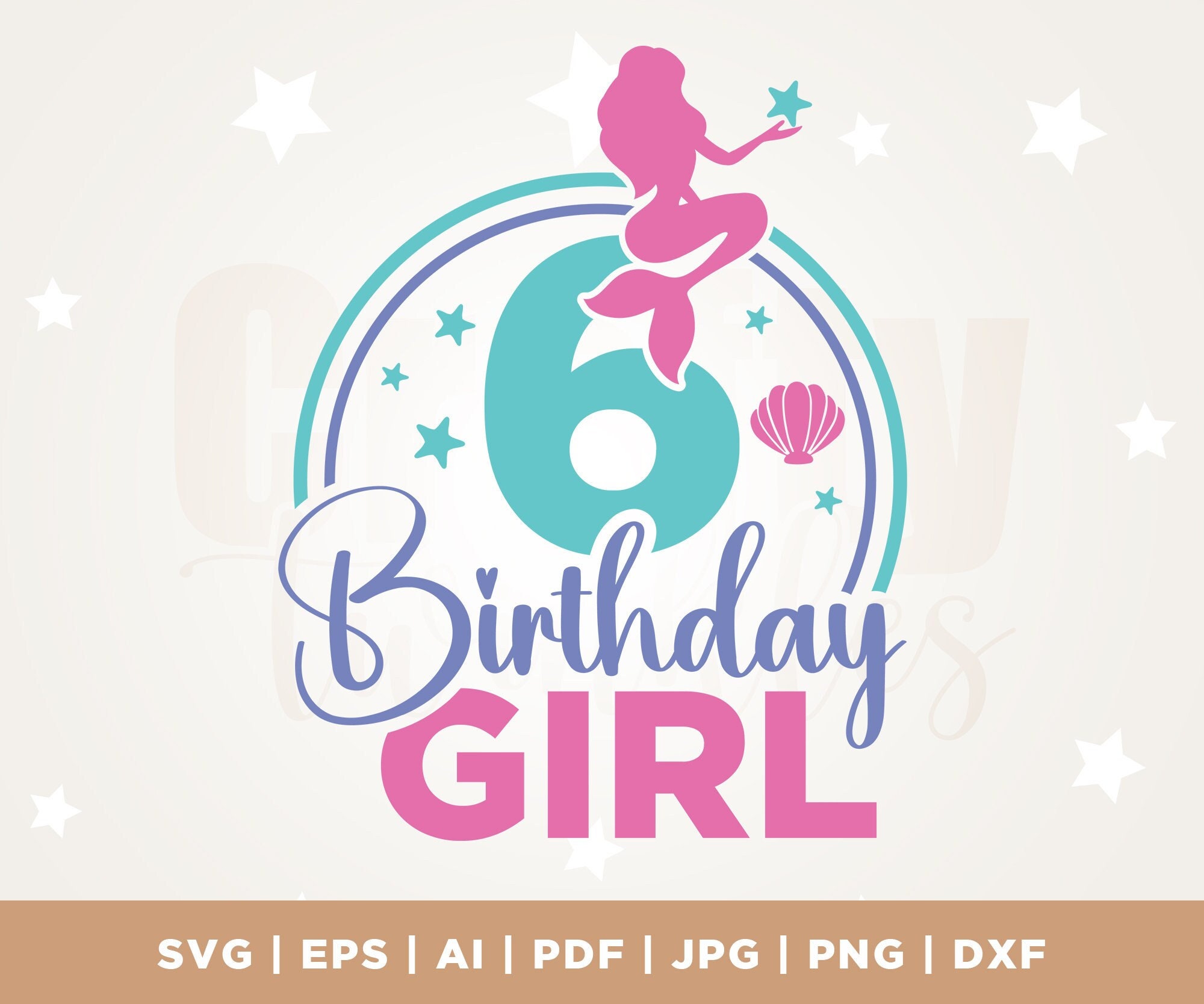 Mermaid 6th Birthday Svg, Mermaid Birthday Svg, sublimation, - Inspire ...