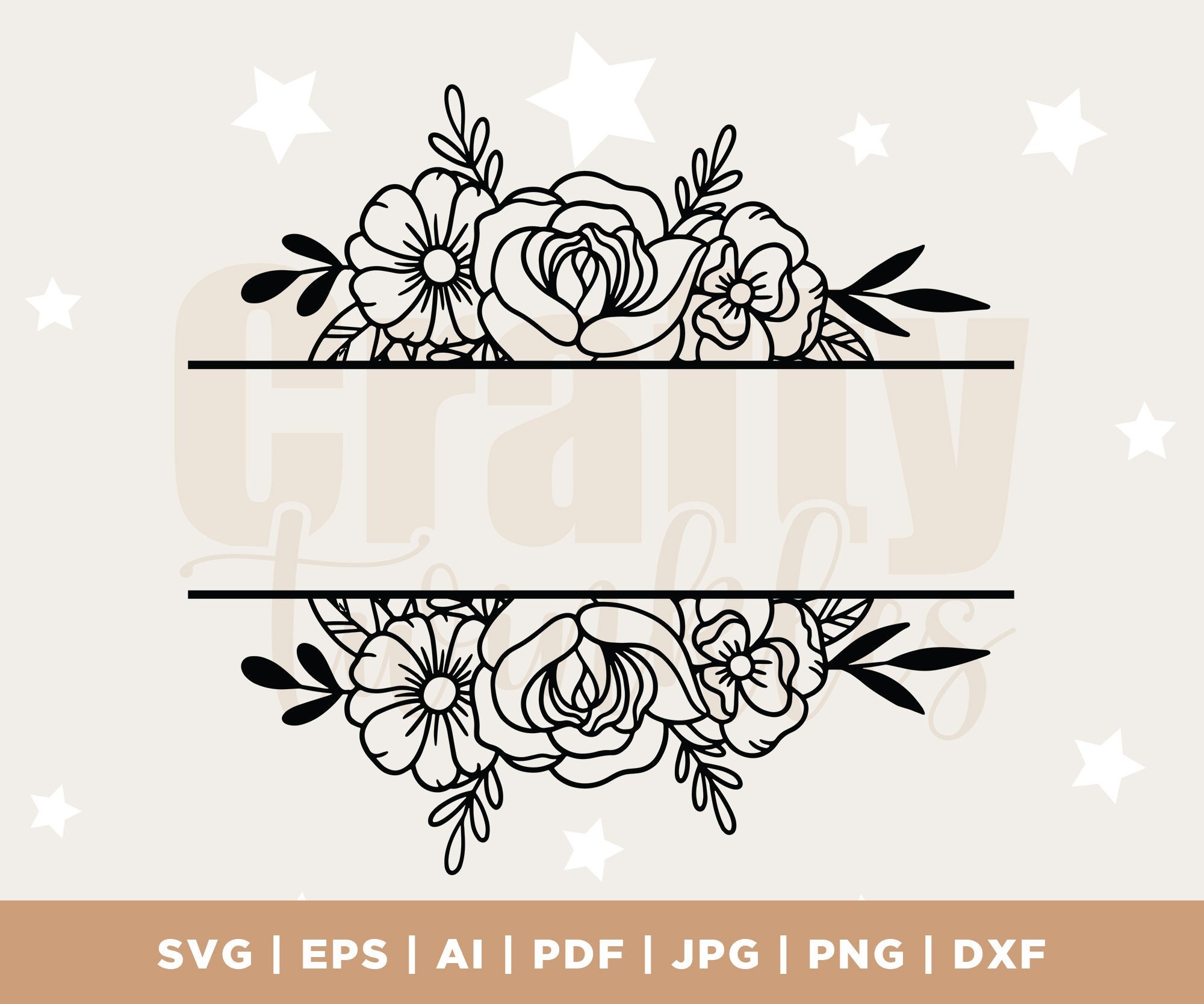 Split Floral Frame SVG, Floral Border SVG, Split Flower Mono - Inspire ...