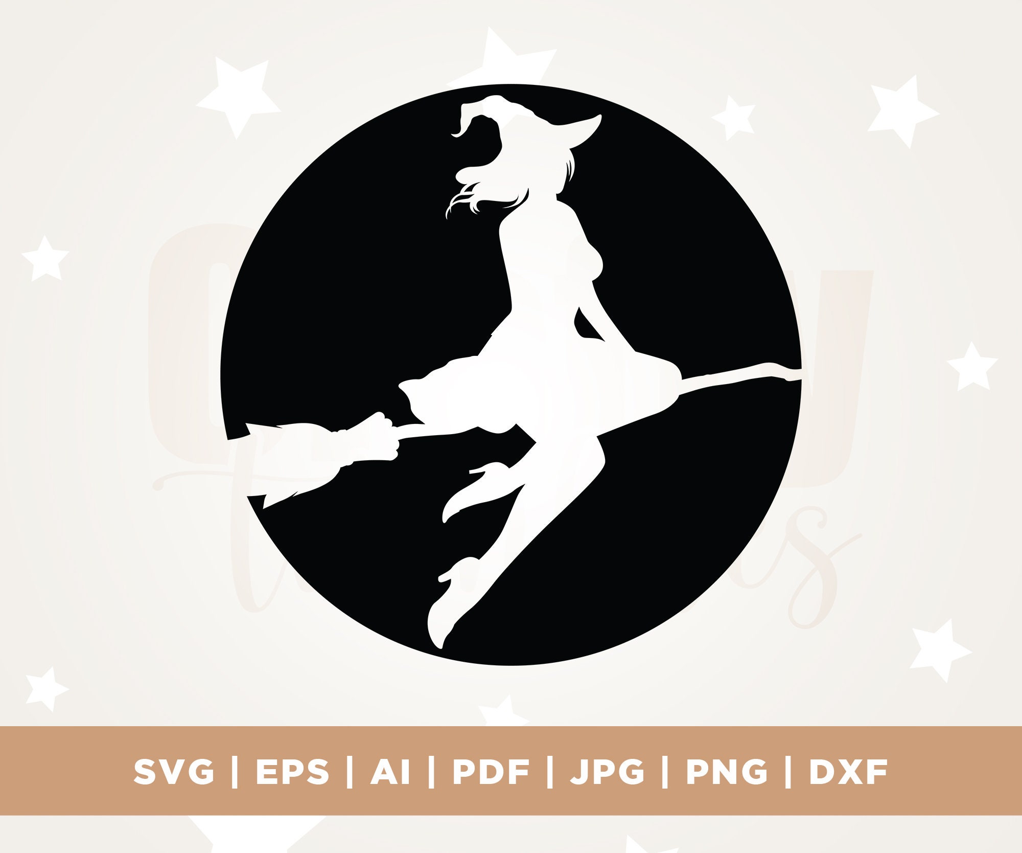 Witch Moon SVG, Halloween Svg, Halloween Witch Svg, Silhouet | Inspire ...