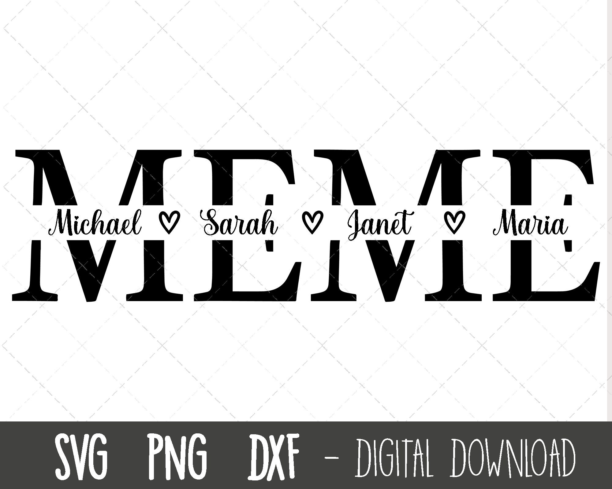 Meme SVG, grandma svg, meme split name frame svg, meme svg, | Inspire ...