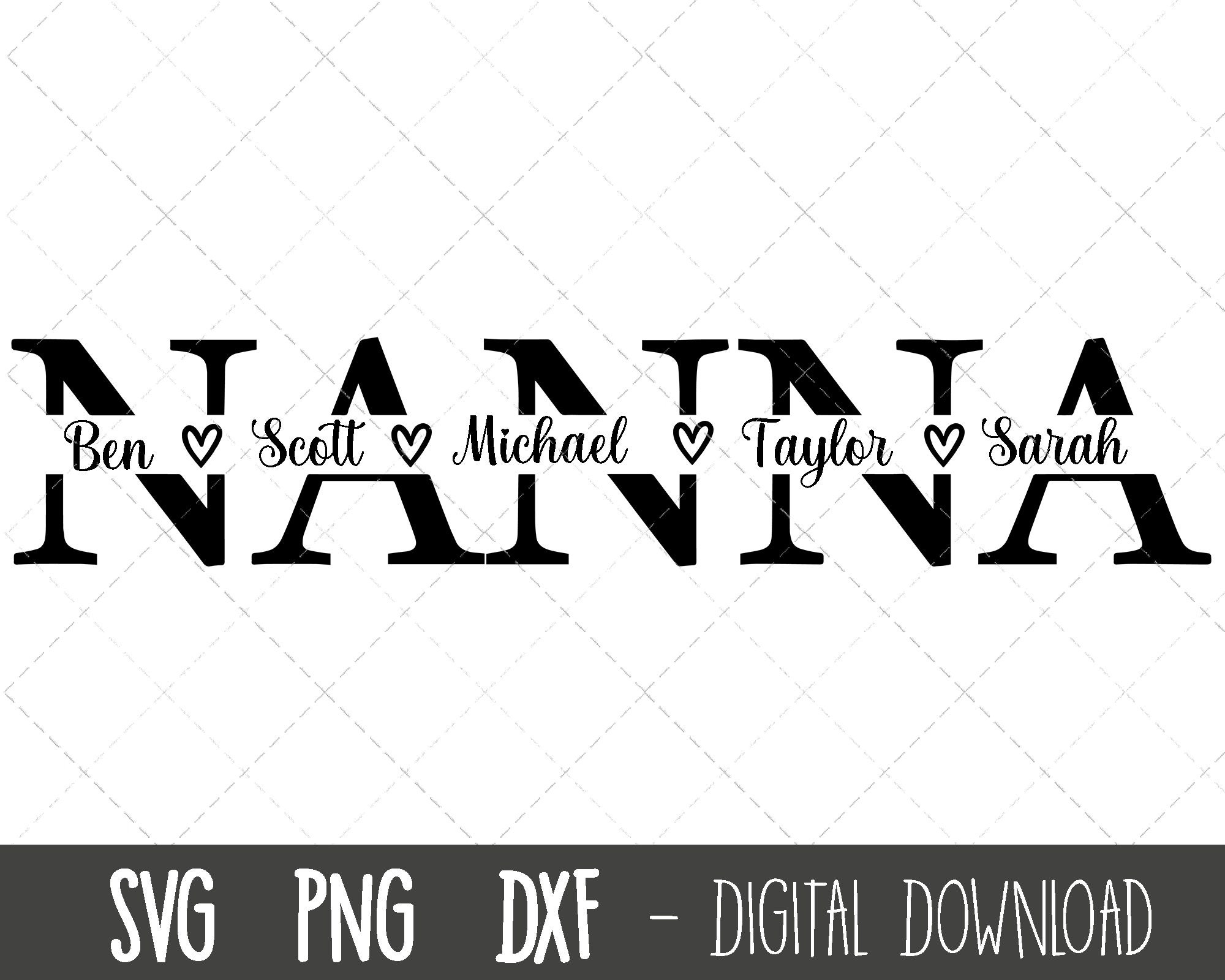 Nanna SVG, Grandmother svg, Nanna split name frame svg, gran - Inspire ...