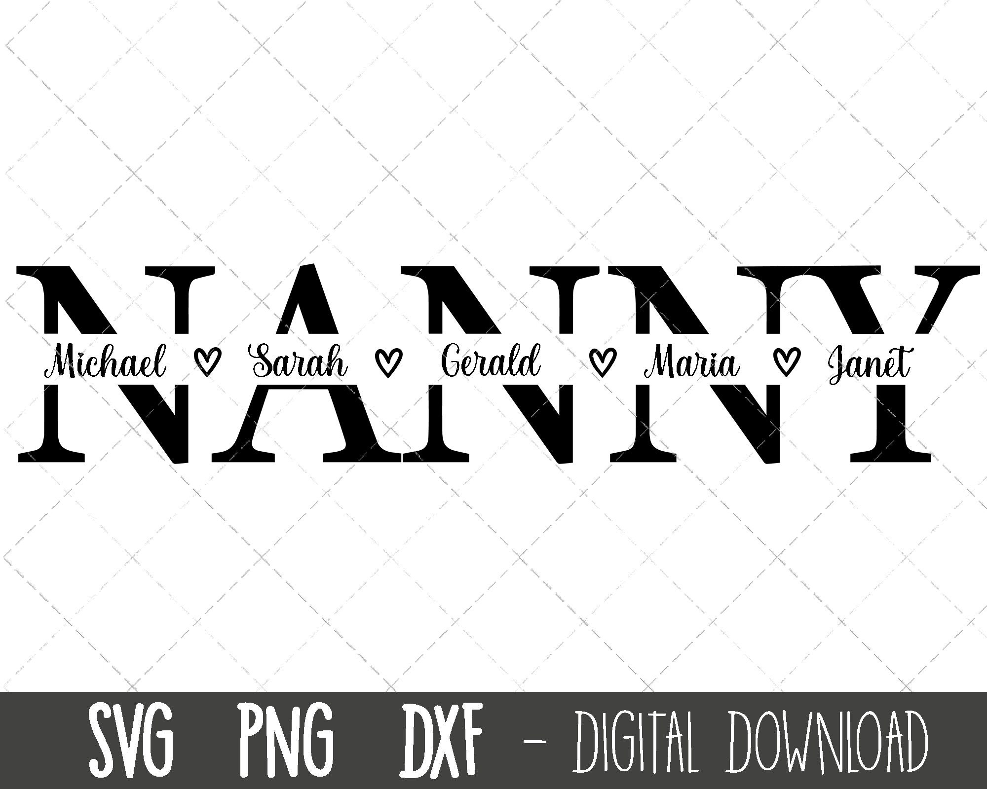 Nanny SVG, Grandmother svg, Nanny split name frame svg, gran - Inspire ...