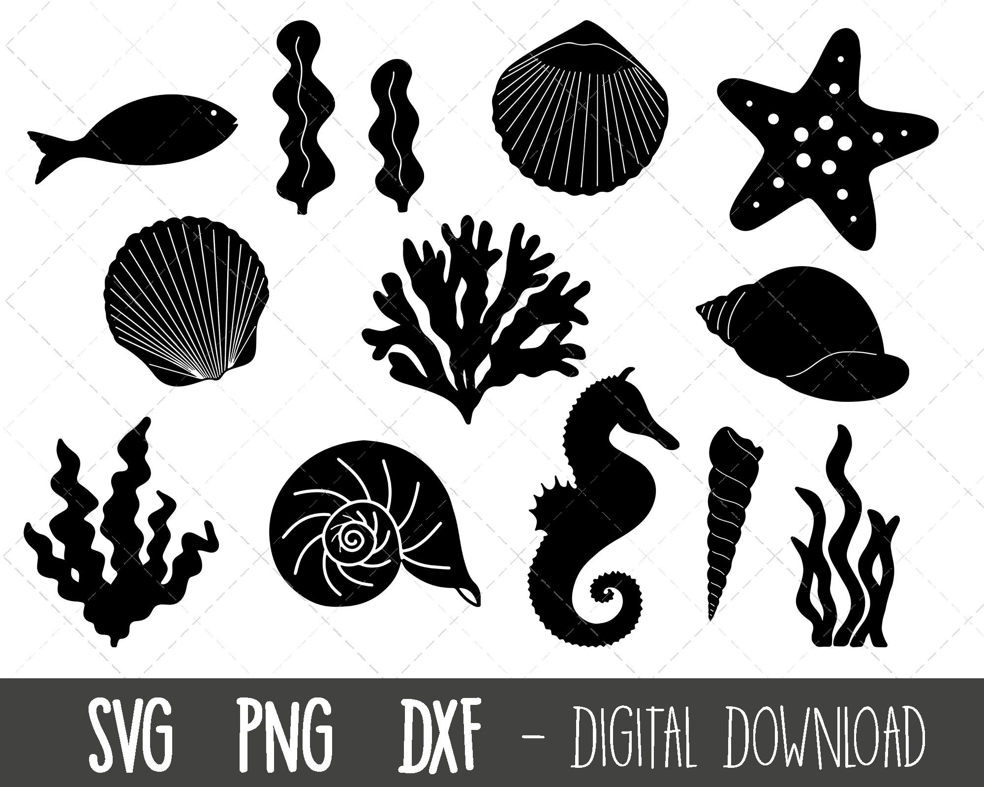 Ocean animals SVG, Under the sea DXF, Seahorse svg, Ocean cl | Inspire ...