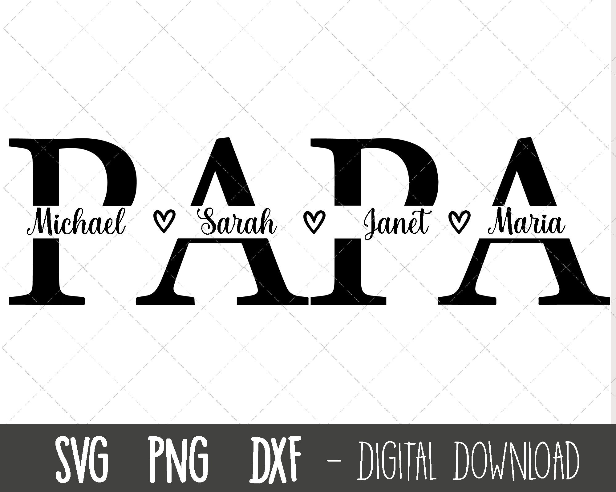 Papa SVG, Father svg, Fathers Day SVG, papa split name frame - Inspire ...