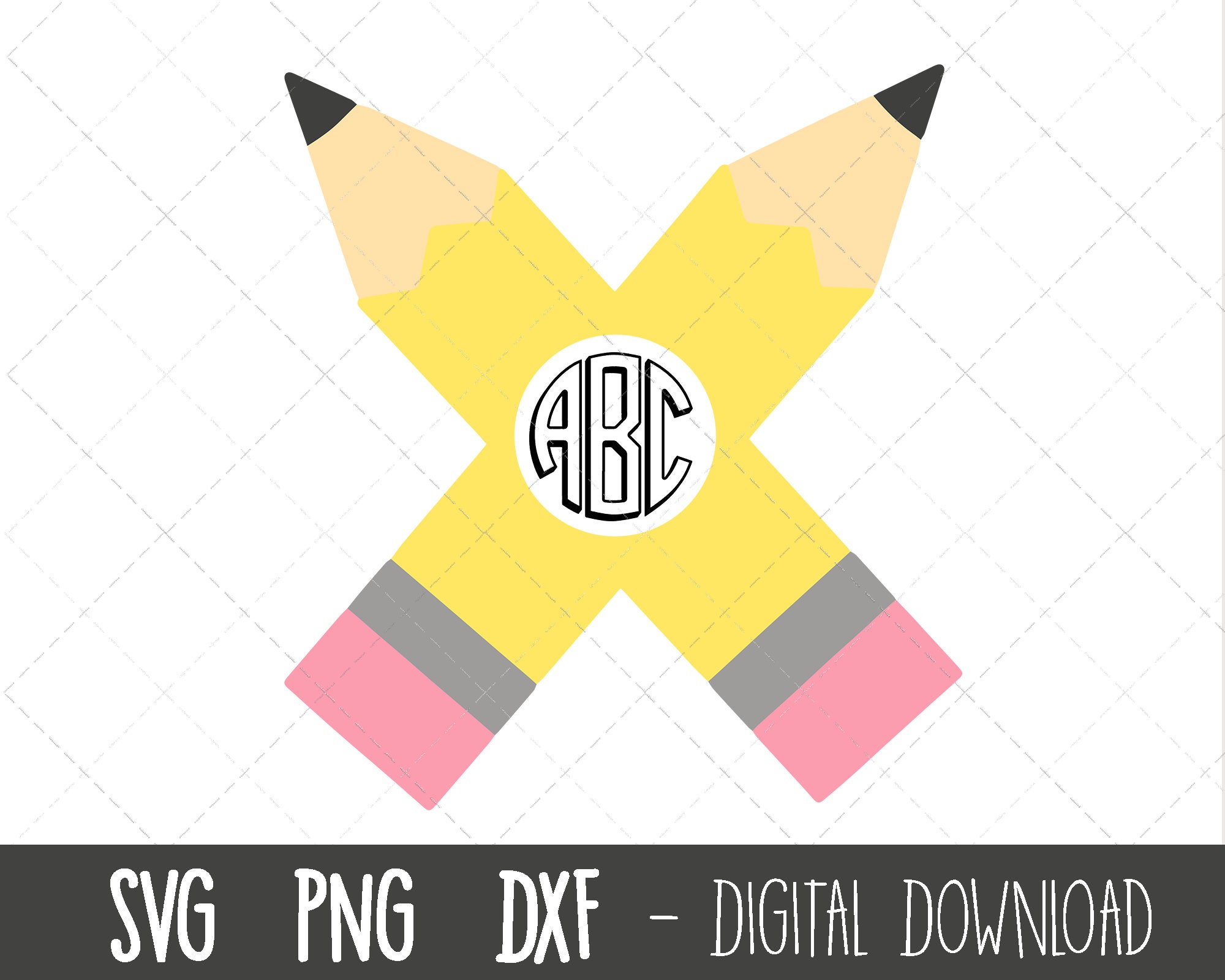 Pencil monogram SVG, pencil clipart, school svg, teacher svg | Inspire ...