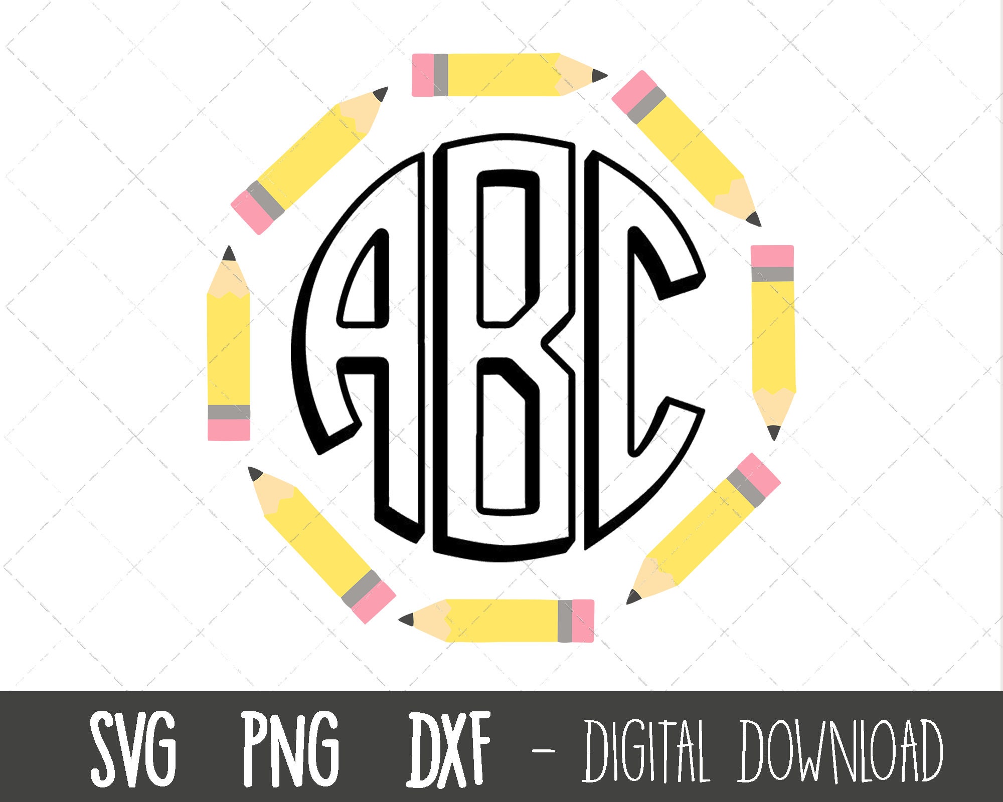 Pencil monogram SVG, pencil clipart, school svg, teacher svg - Inspire ...