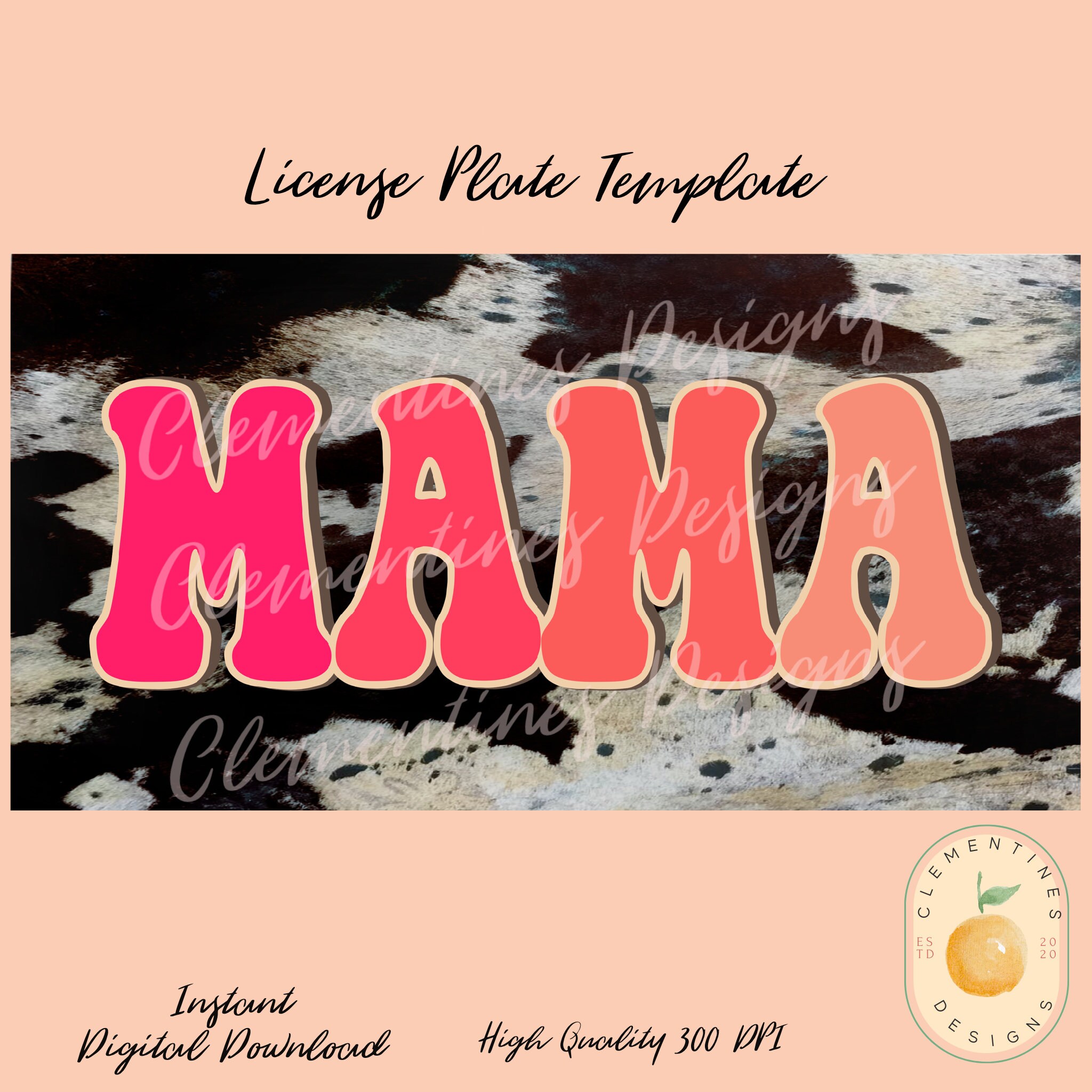 MAMA License Plate Template PNG, Sublimation Designs,Western | Inspire ...