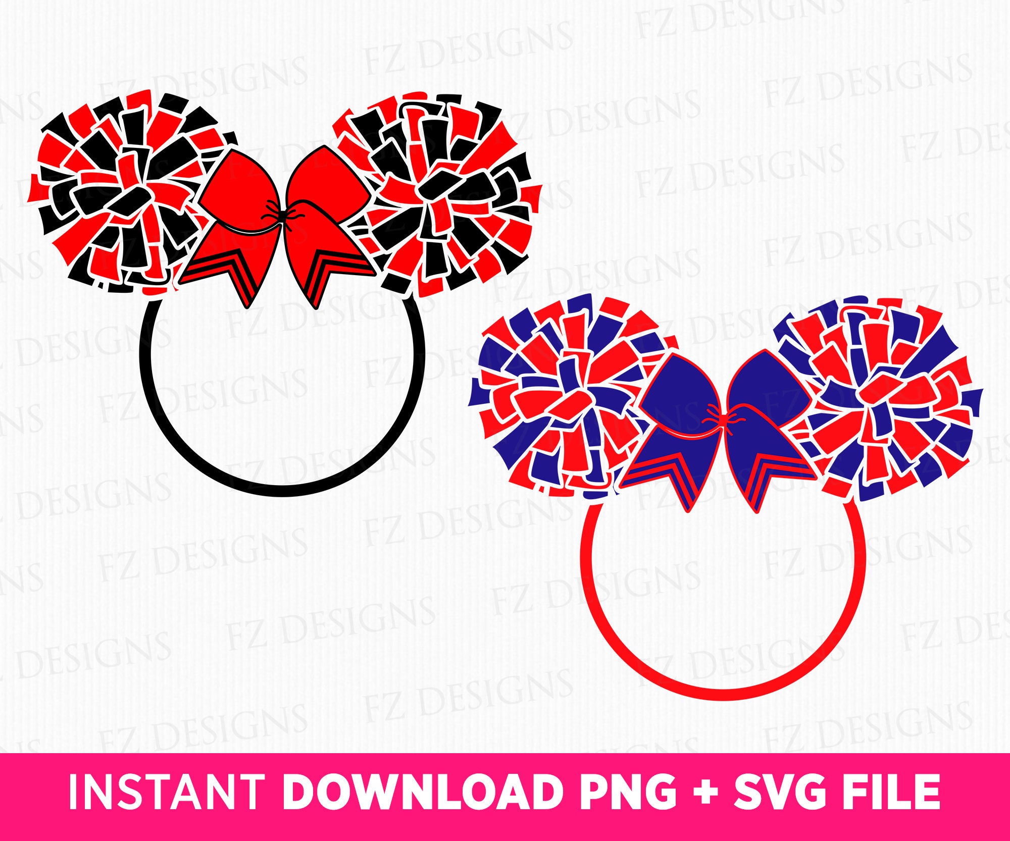 Cheerleader Mouse Head Svg, Pom Pom Mouse Svg, Cheer Girl Sv - Inspire ...