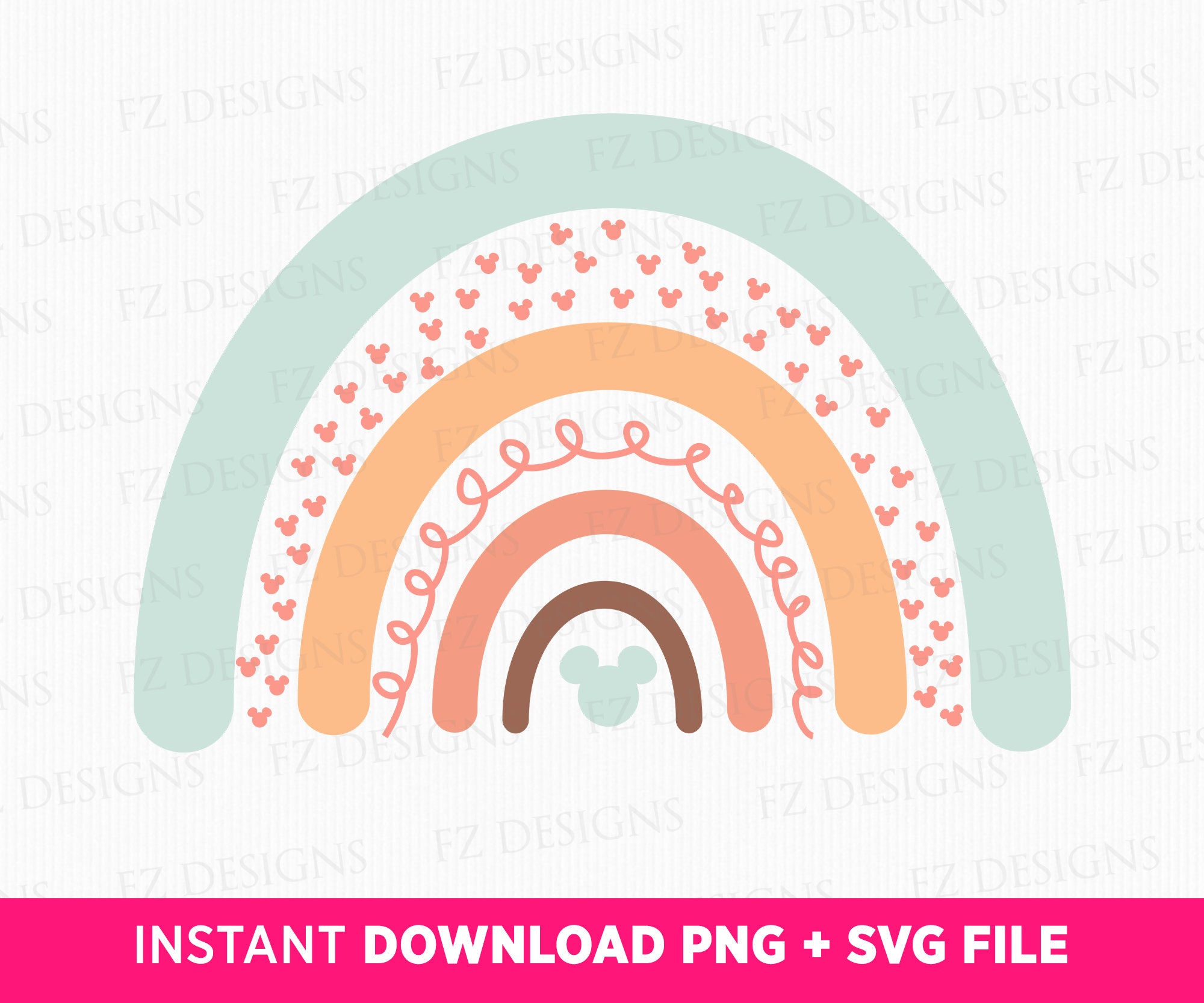 Rainbow Mouse Svg, Boho Rainbow Svg, Pastel Colors Mouse Ear | Inspire ...