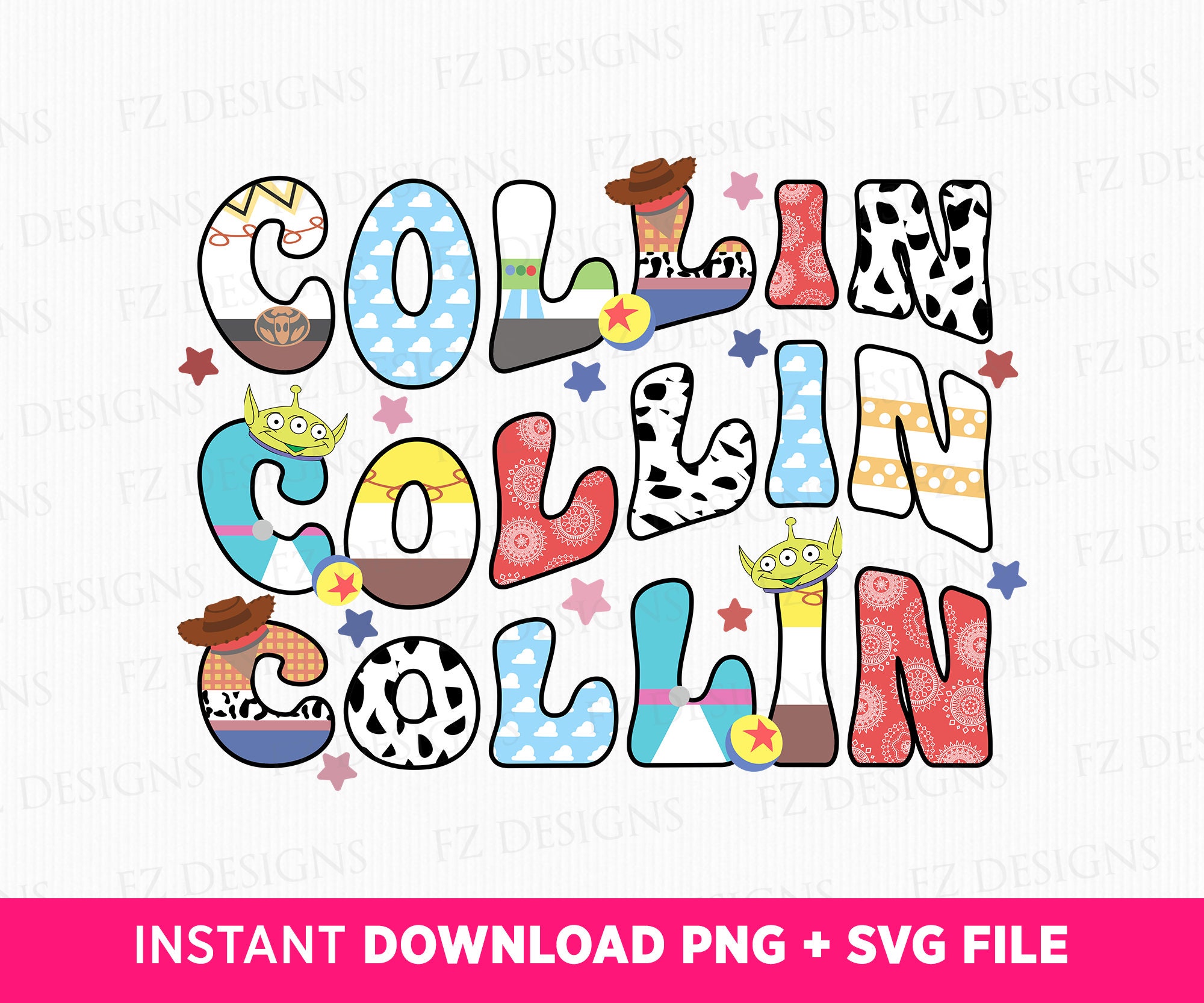 Toy Friends Collin Svg, Birthday Collin Svg, Wavy Letter Col - Inspire ...
