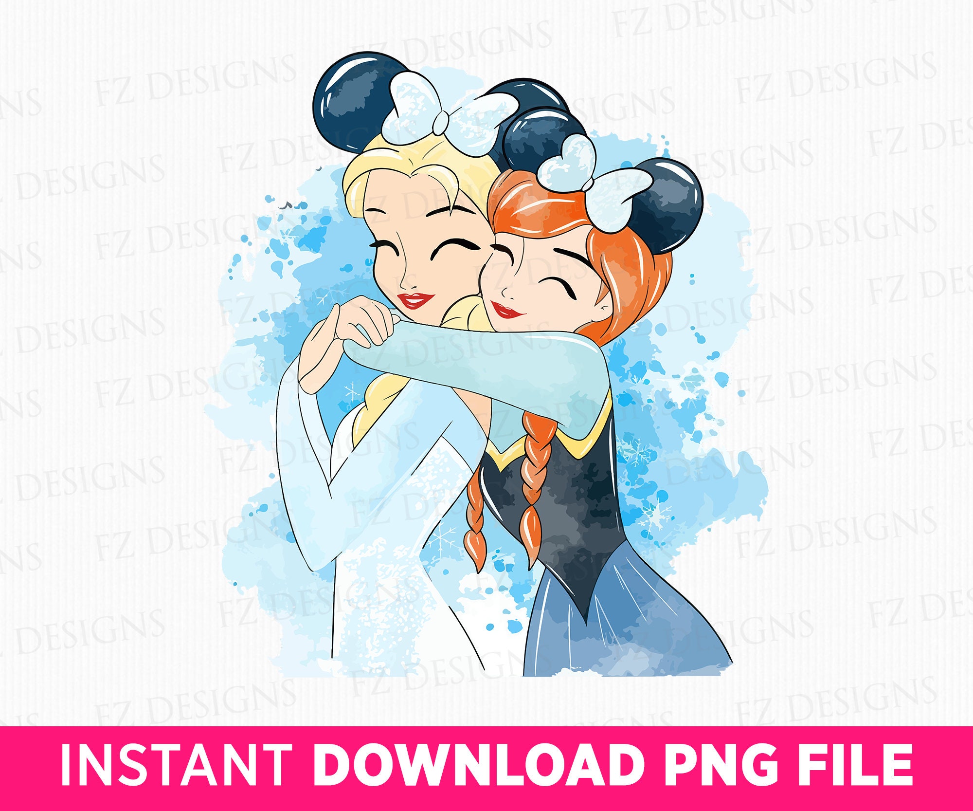 Watercolor Princesses Hugging Png, Besties Princess Png, Fri | Inspire ...