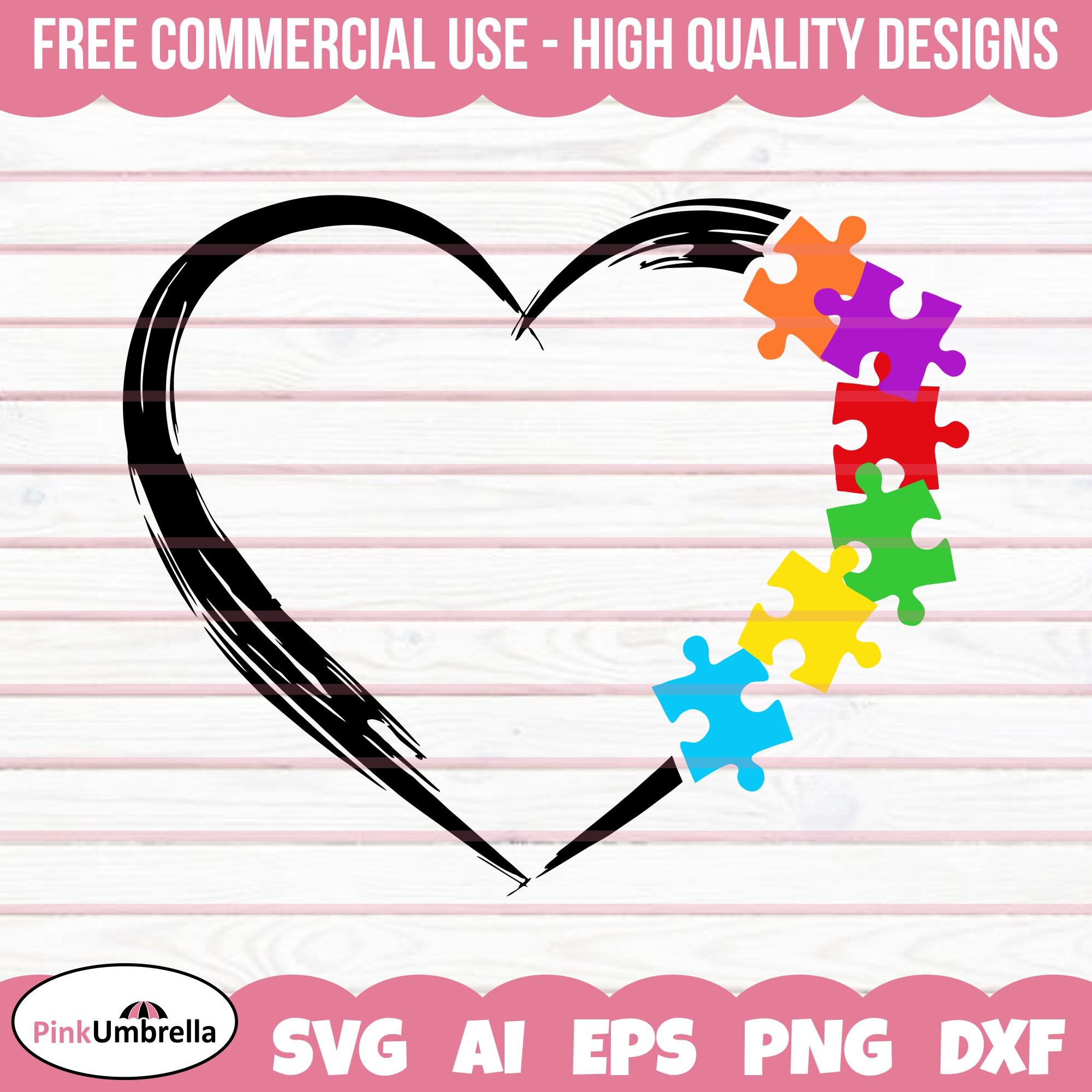 Autism svg, Autism Awareness Puzzle Line Heart SVG, autism A - Inspire ...