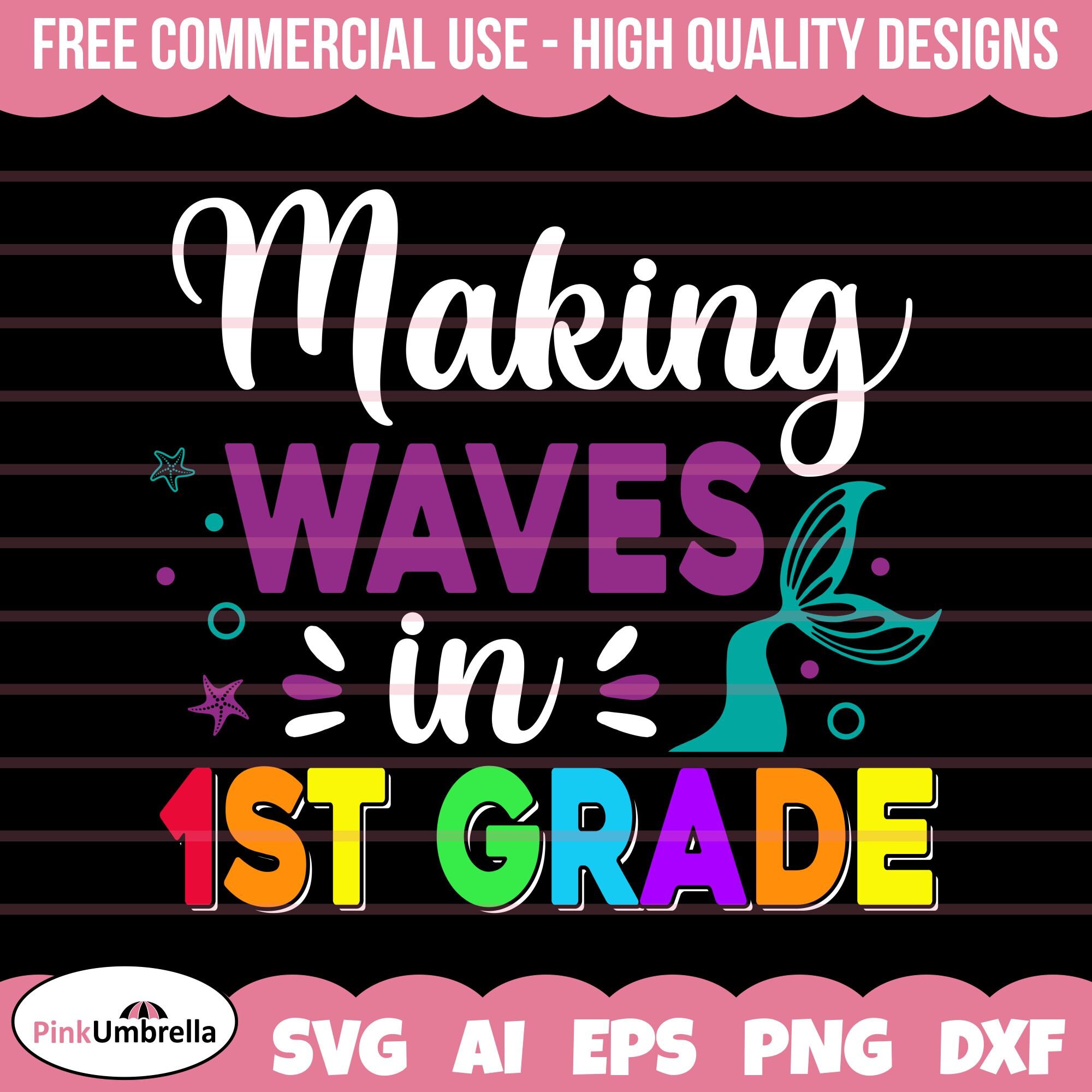 Making Waves in 1st Grade Svg, Girl Mermaid Svg, Mermaid Svg | Inspire ...