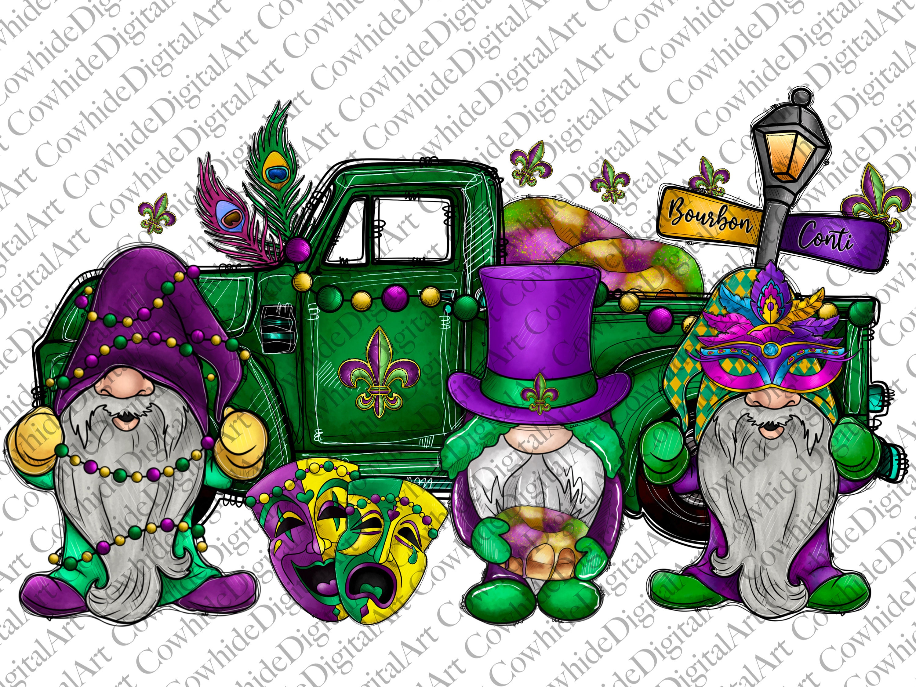Mardi Gras gnome on the truck png sublimation design downloa | Inspire ...
