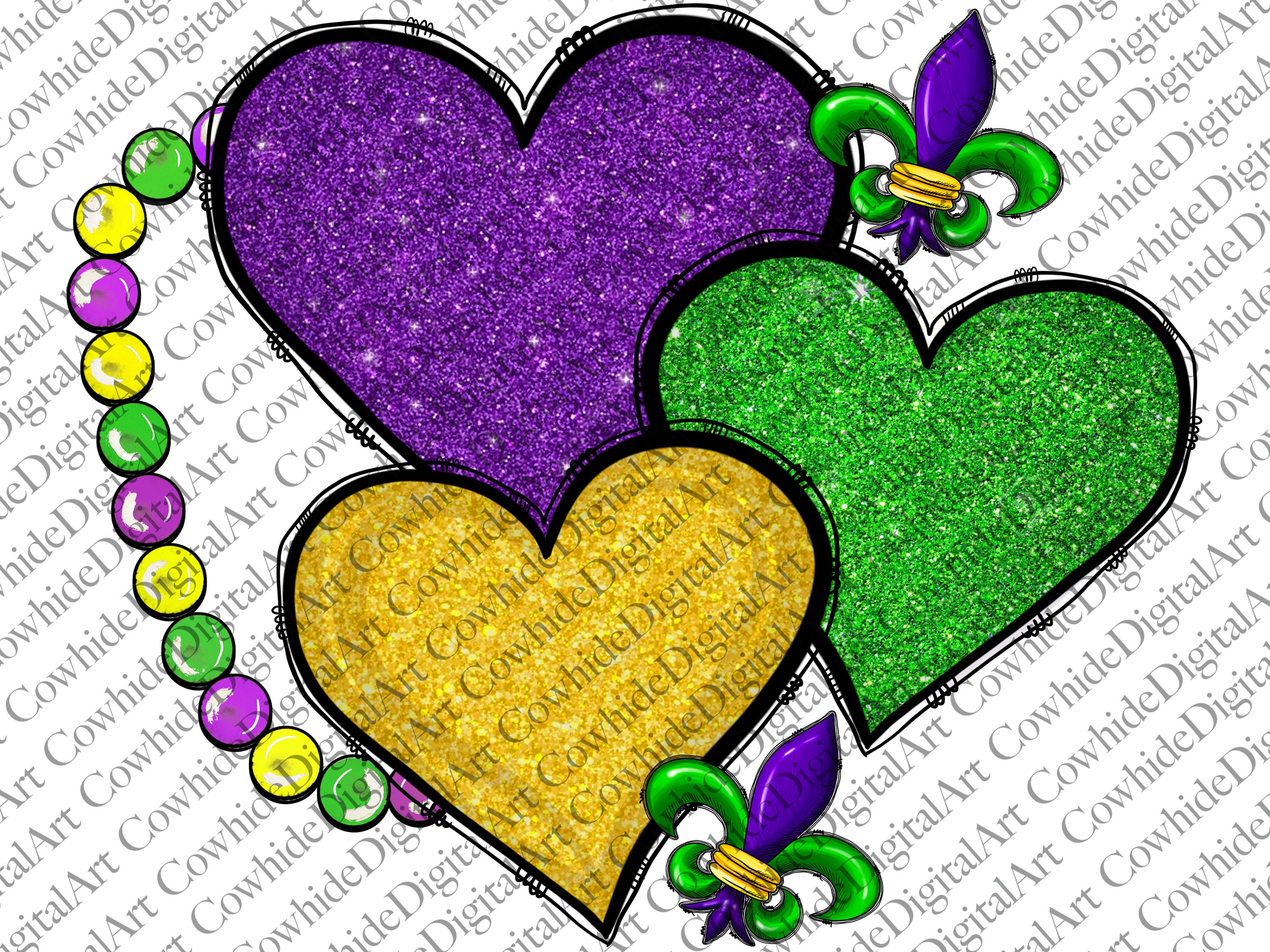 Mardi Gras Heart Sublimation PNG Design, Heart Png, Digital | Inspire ...