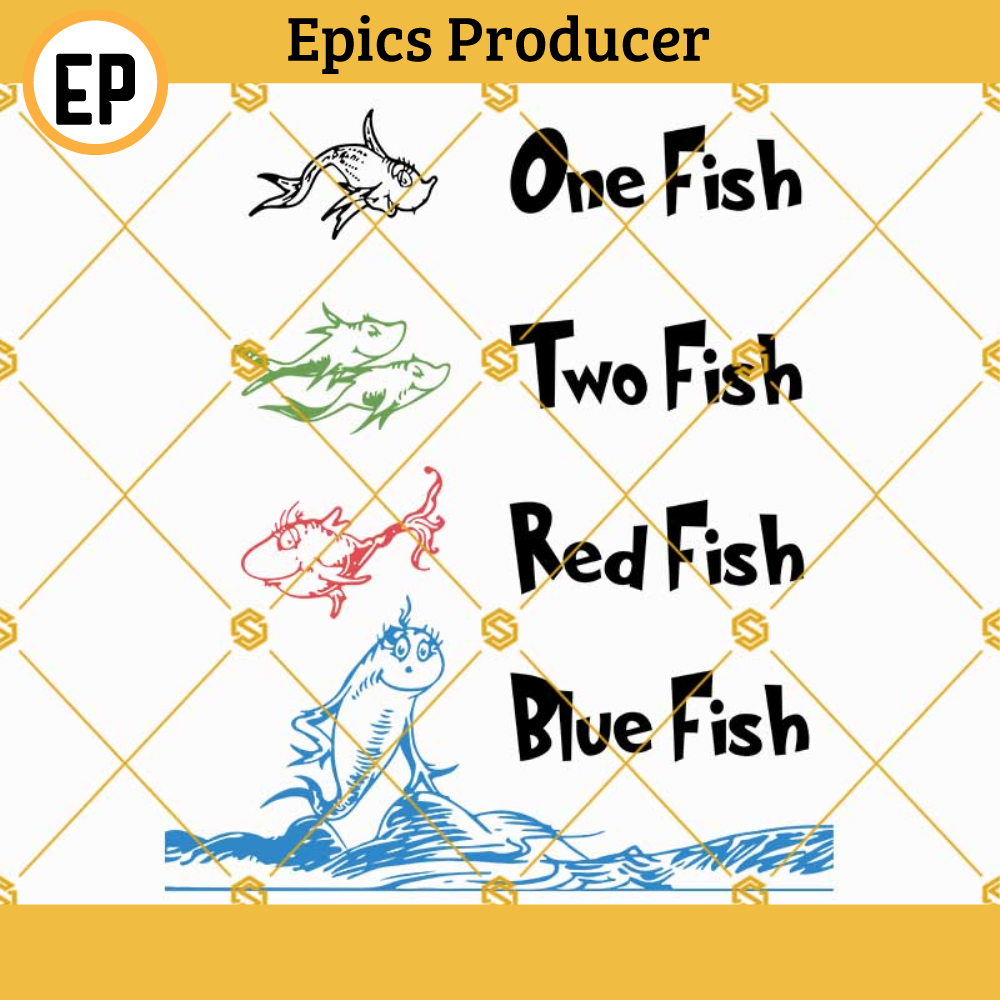 Dr Seuss One fish two fish SVG, red fish blue fish SVG PNG D | Inspire ...