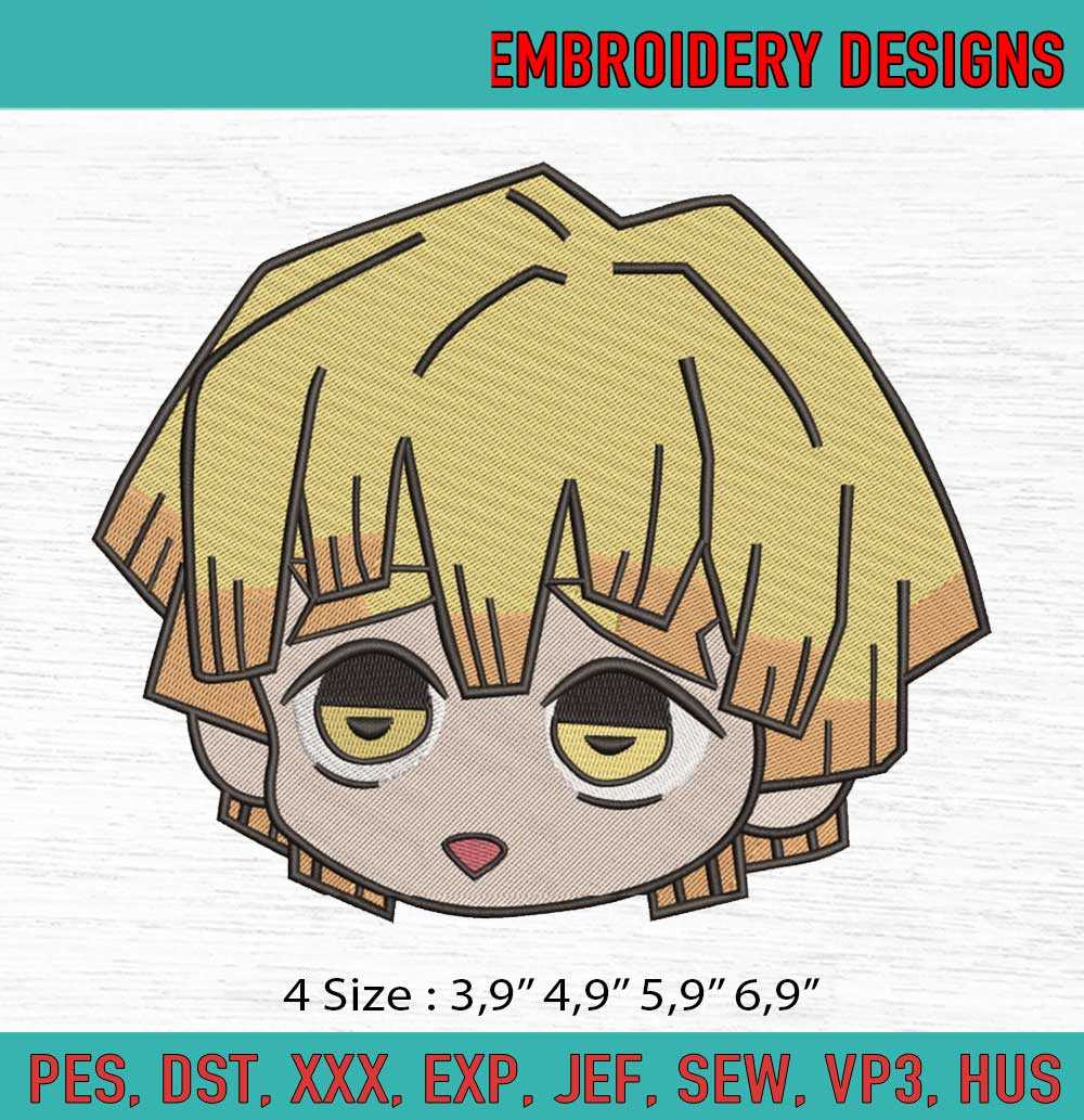 Anime Agatsuma Zenitsu Face Cute Machine Embroidery Digitizi - Inspire ...