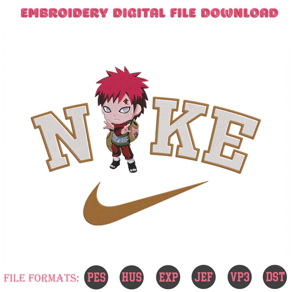 Nike Gaara Chibi Cute Attack Embroidery Designs File Nike Ma | Inspire ...