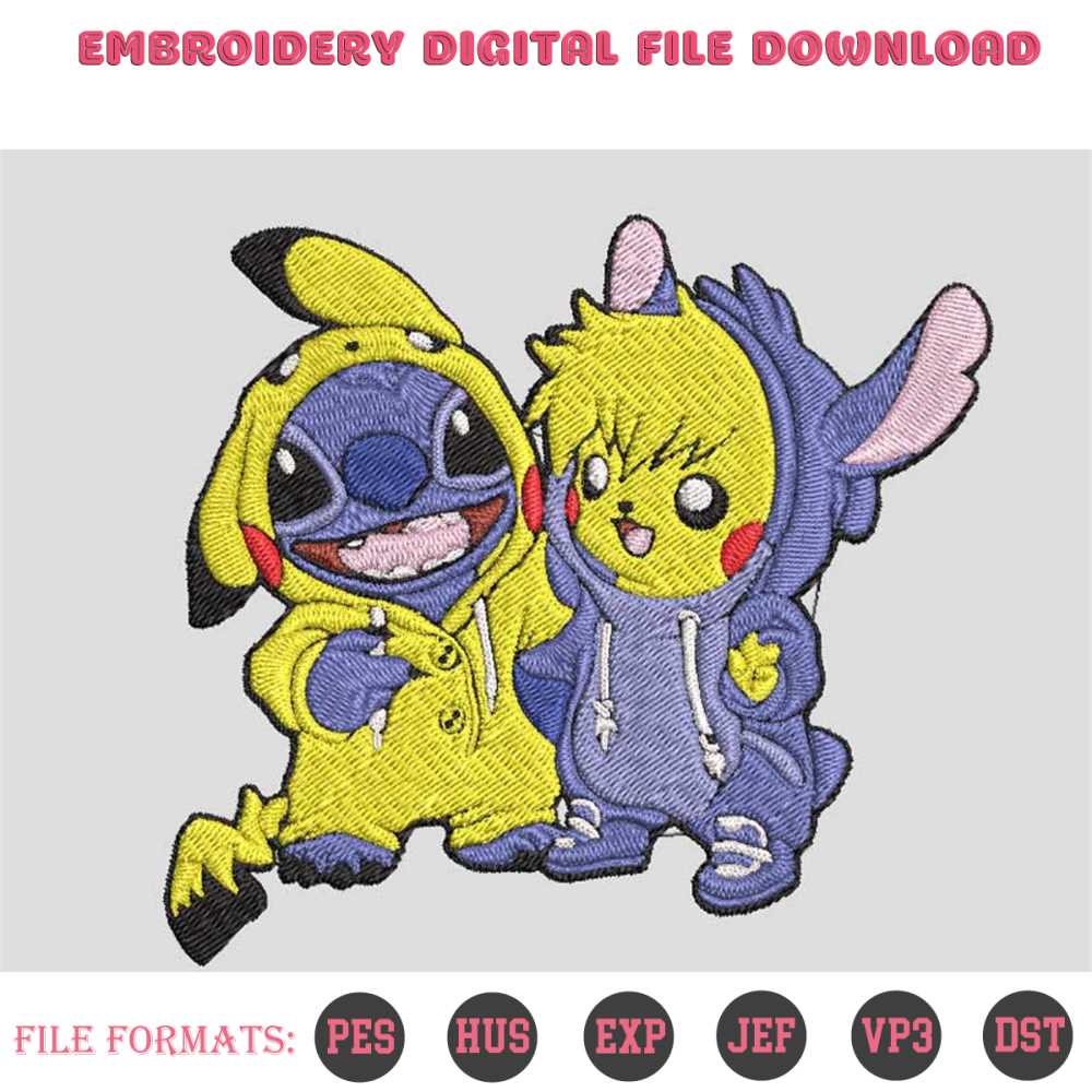 Pikachu And Stitch Embroidery Designs, Pikachu Embroidery De - Inspire ...