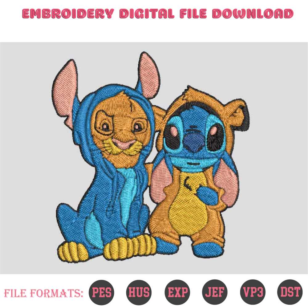 Stitch And Simba Lion King Embroidery Designs, Simba Lion Ki | Inspire ...