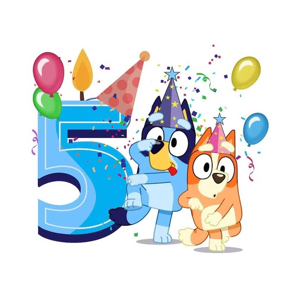 Bluey Birthday PNG Digital Download File Boy Age 5 Sublimati | Inspire ...