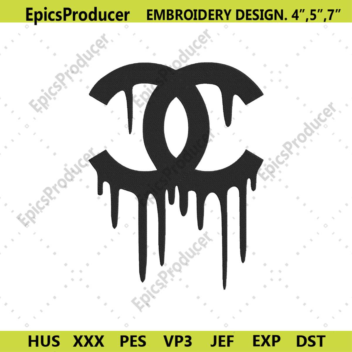 Chanel Black Dripping Logo Embroidery Design Download | Inspire Uplift